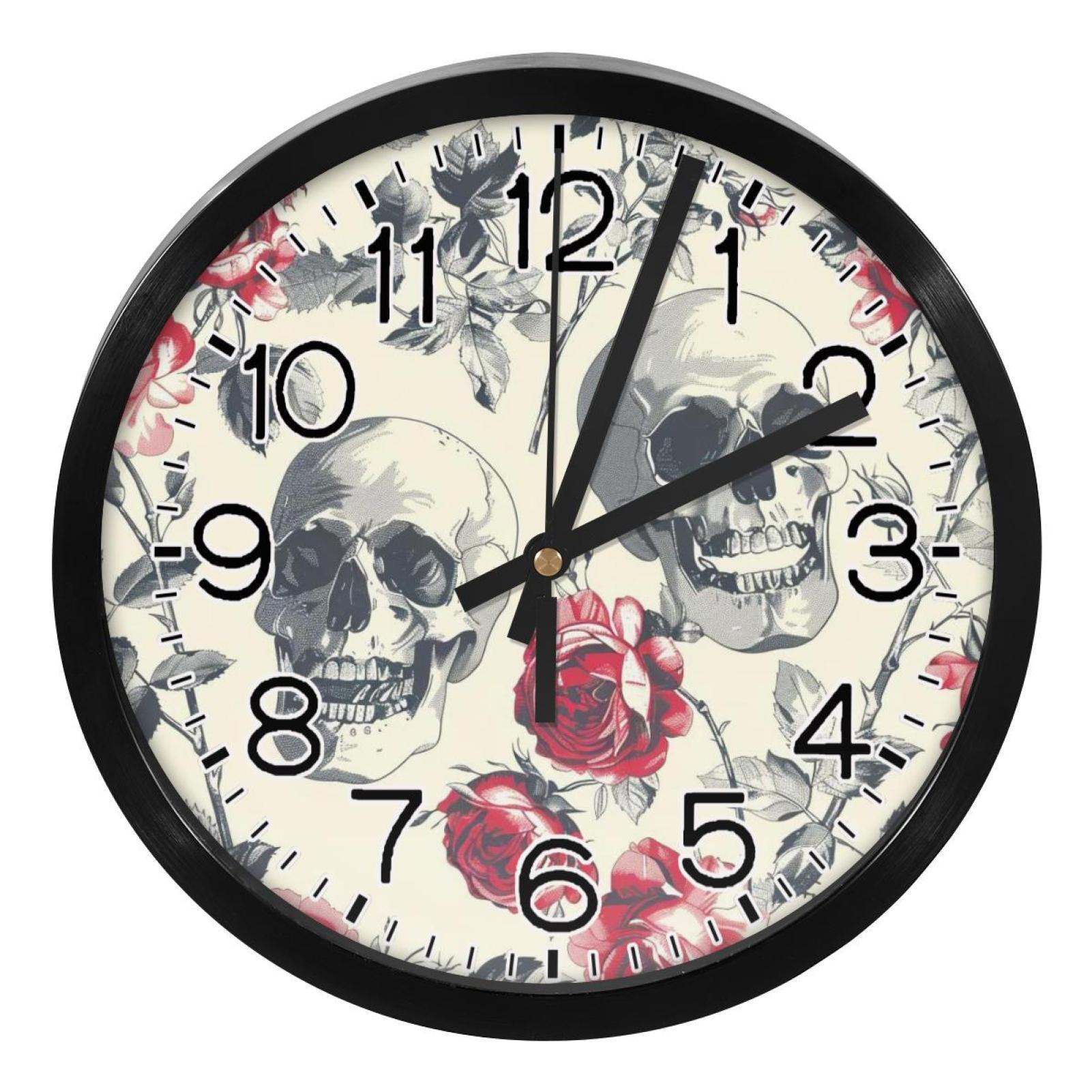 Silent Round Digital Wall Clock 9.8 Inch Easy Read-Battery Operated Non ...