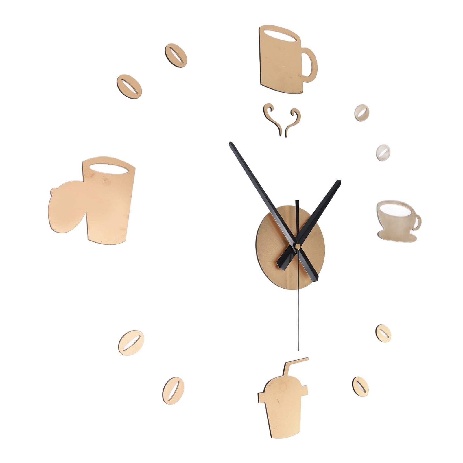 Silent Self Adhesive Wall Clock Coffee Cup Movement Decoration ...