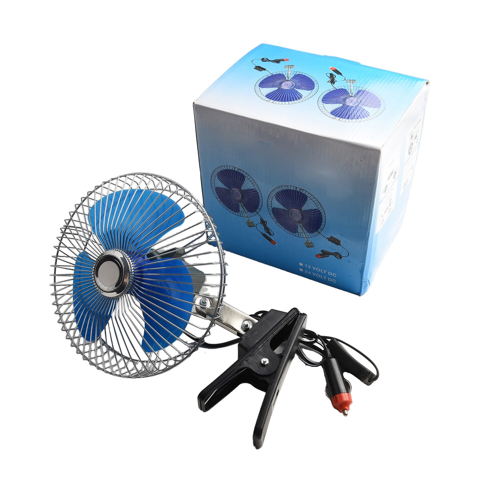 Silent Semi Enclosed Metal Car Fan 12V/24V Strong Wind Auto Head ...