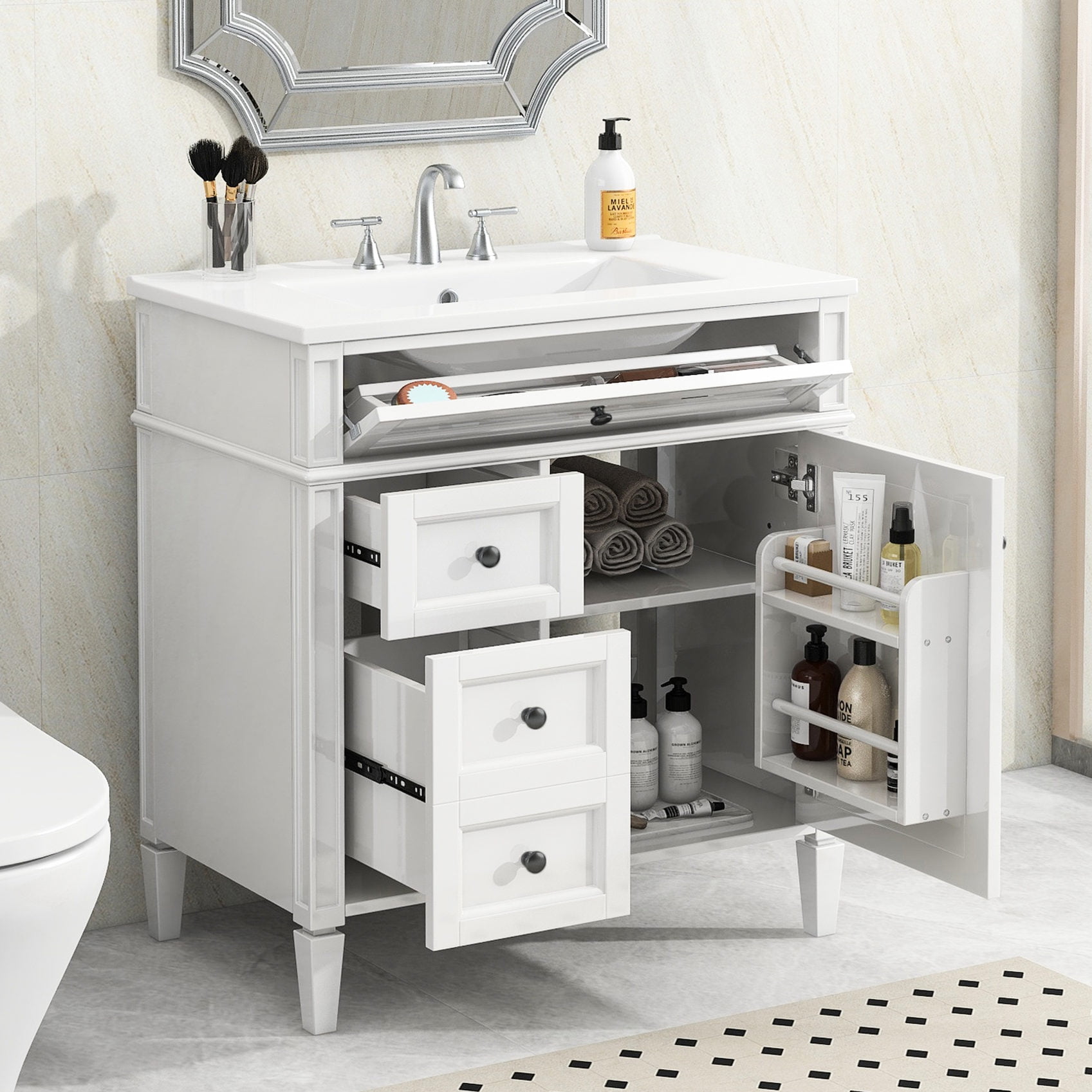 Silent Slide Drawers & Ceramic Sink - Smooth Operation and Easy Clean ...