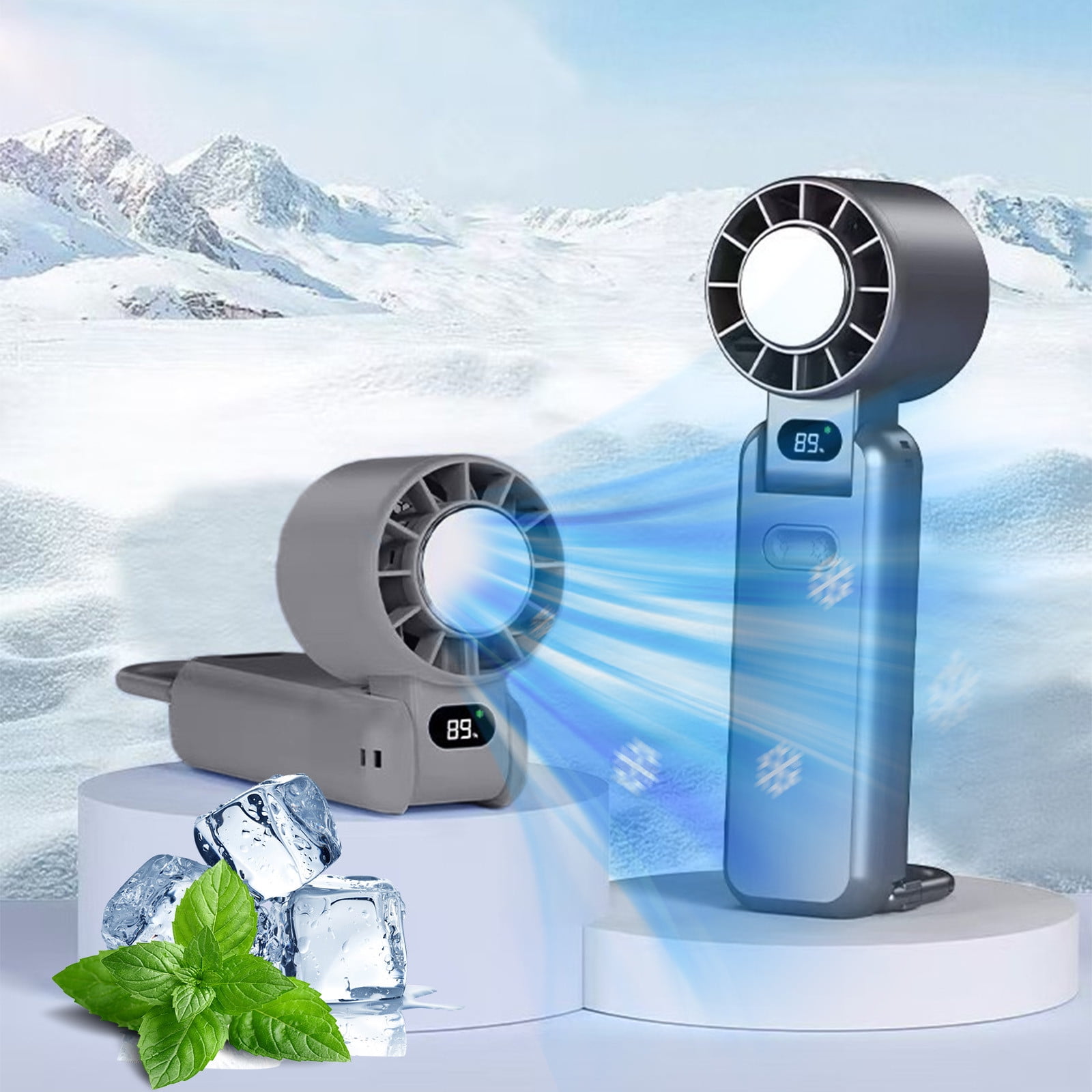 Silent USB Air Conditioner Fan, 100-Speed Vertical Blower, Rechargeable ...