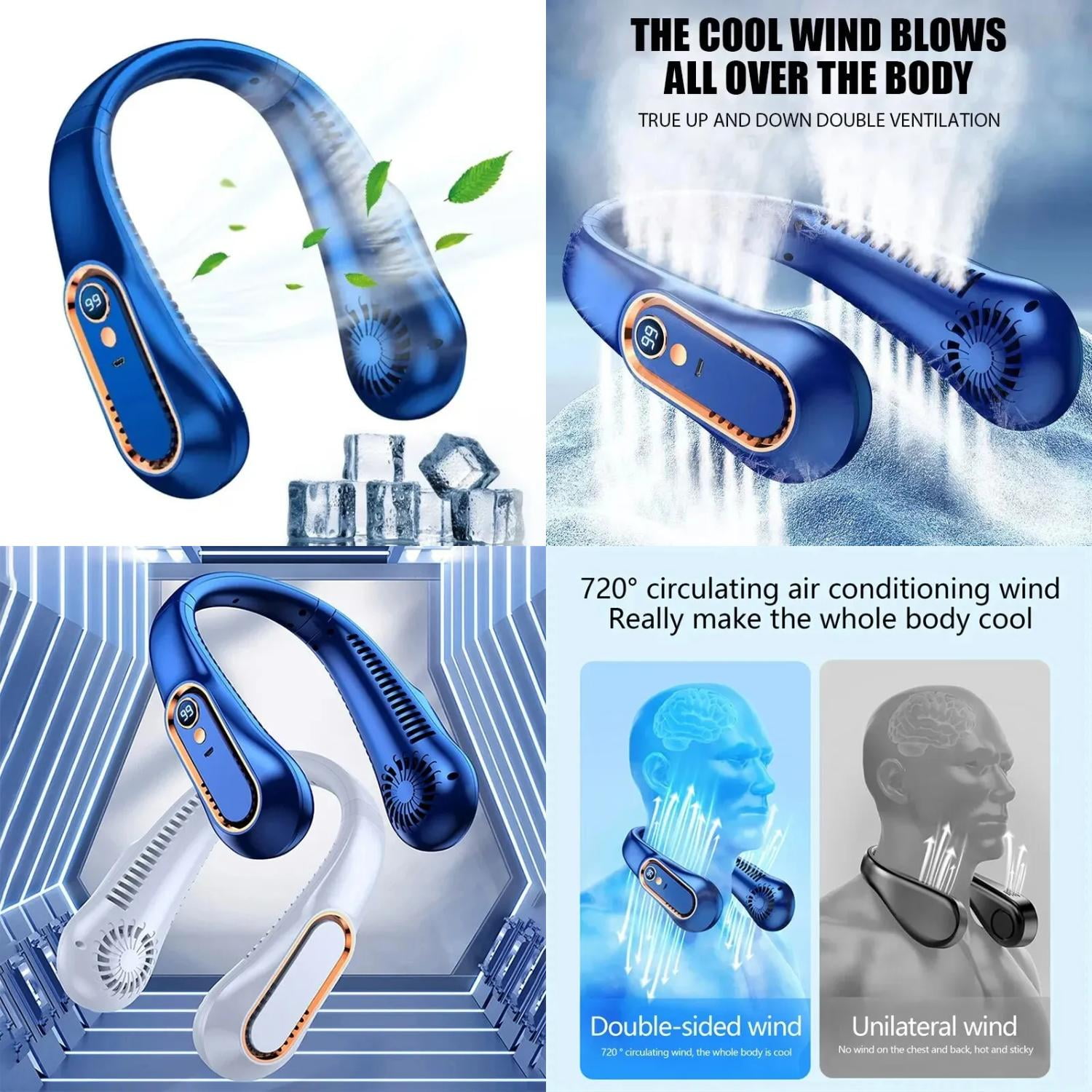 Silent Ultra Portable Bladeless Neck Fan - Ideal for Students Office ...