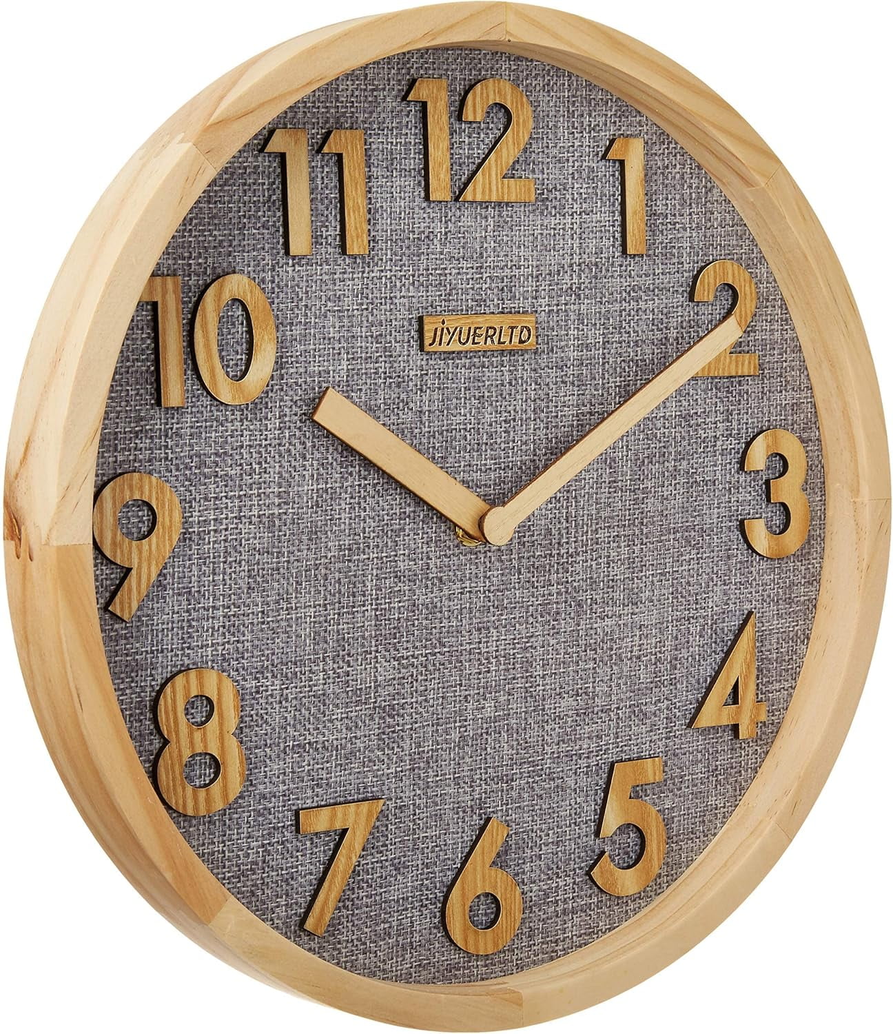 Silent Wall Clock 12 inch Kitchen Clock with 3D Wood Numbers, Non ...