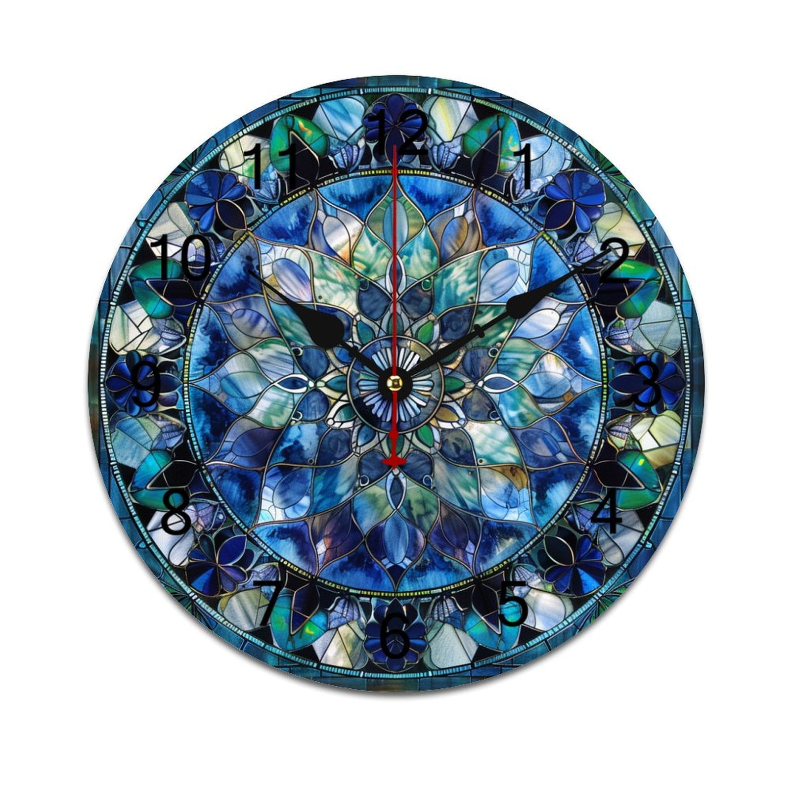 Silent Wall Clock 25cm/9.84in Round Wall Clock Retro Mandala Glass ...