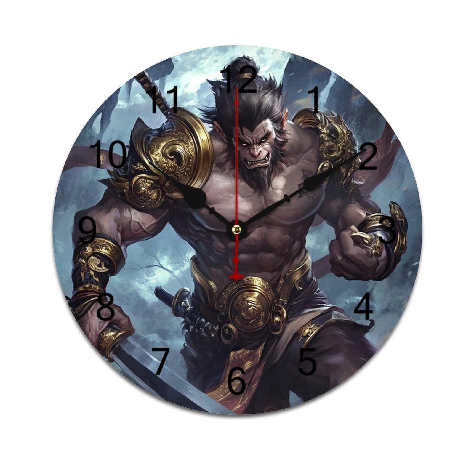 Silent Wall Clock 30cm/11.8in Round Wall Clock Muscle Wukong Hanging ...
