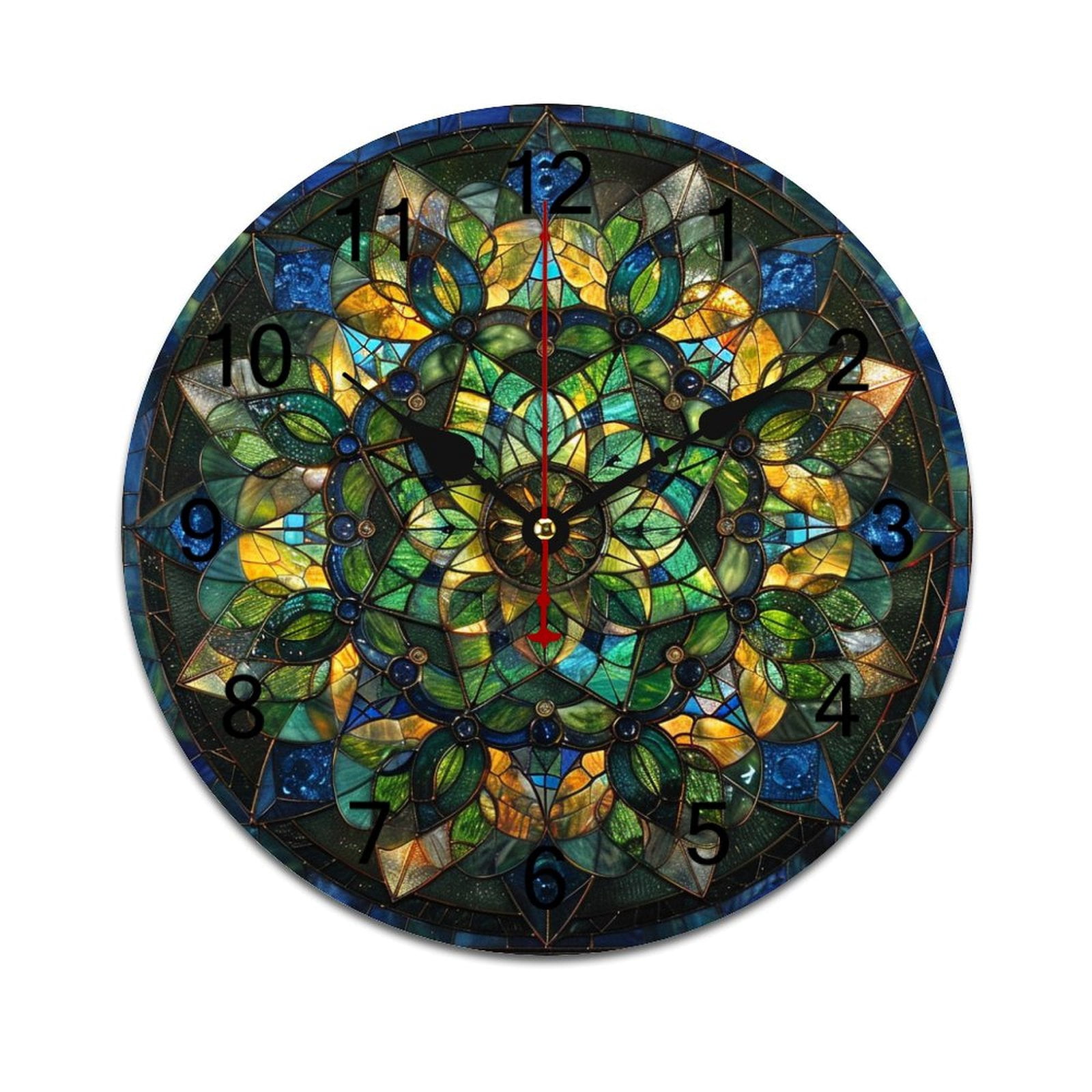 Silent Wall Clock 30cm/11.8in Round Wall Clock Retro Glass Crystal Art ...