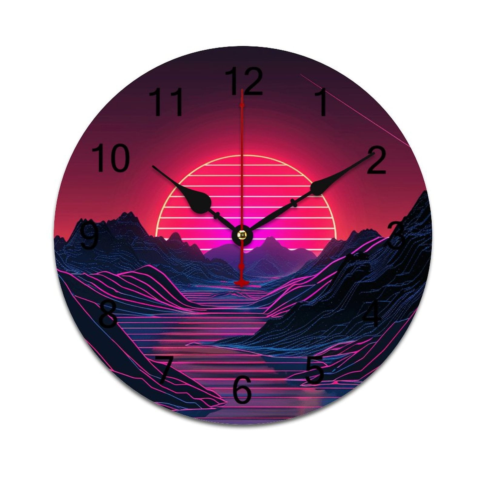 Silent Wall Clock 34cm/13.39in Round Wall Clock Neon Valley Cyber ...