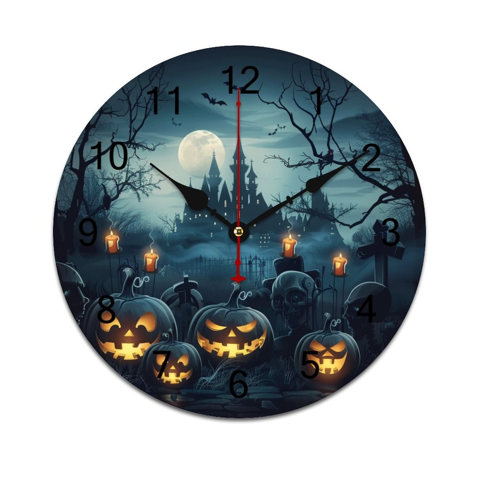 Silent Wall Clock 40cm/15.75in Round Wall Clock Halloween Haunted House ...