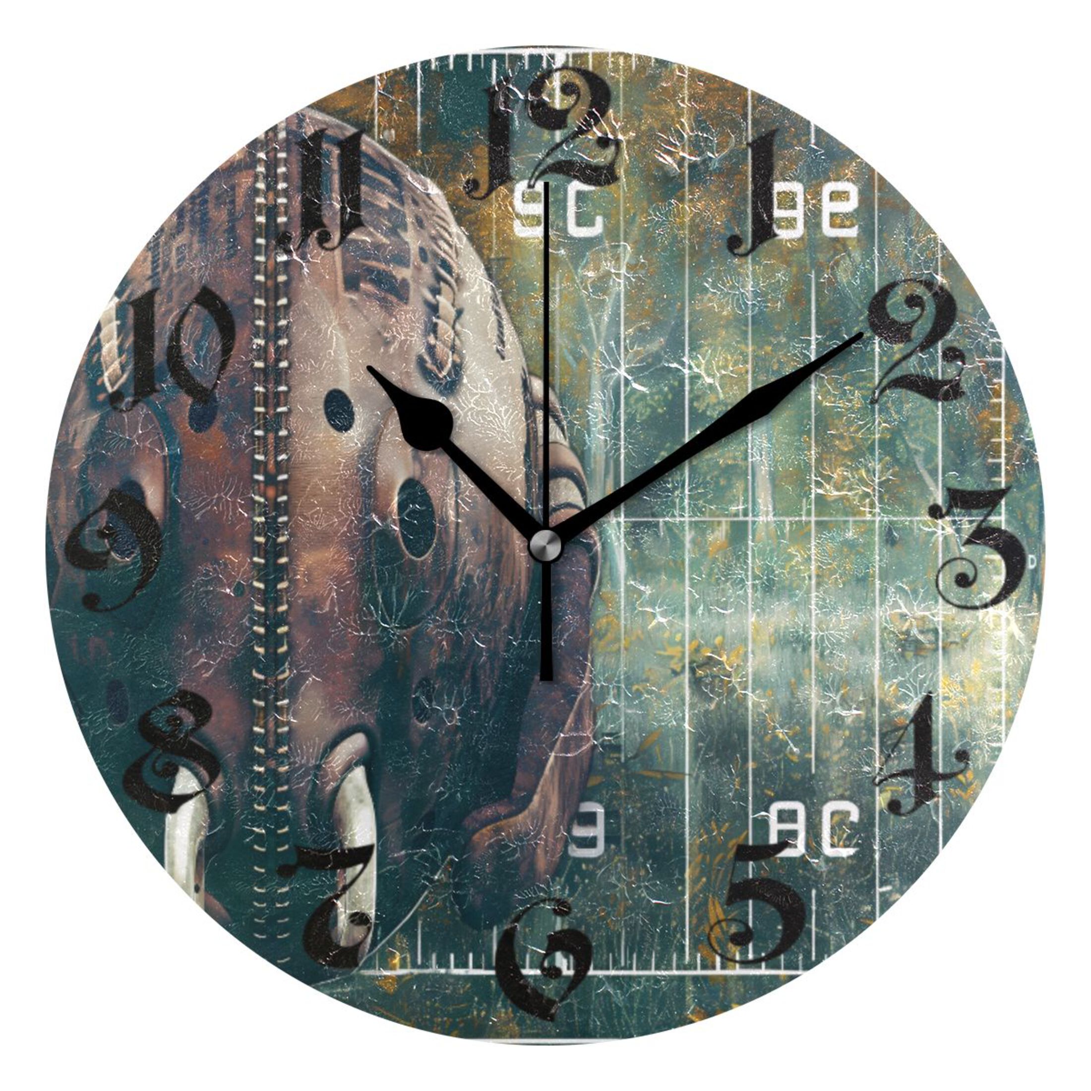 Silent Wall Clock Abstract Cool Rugby 10" Non-Ticking Battery Clock ...