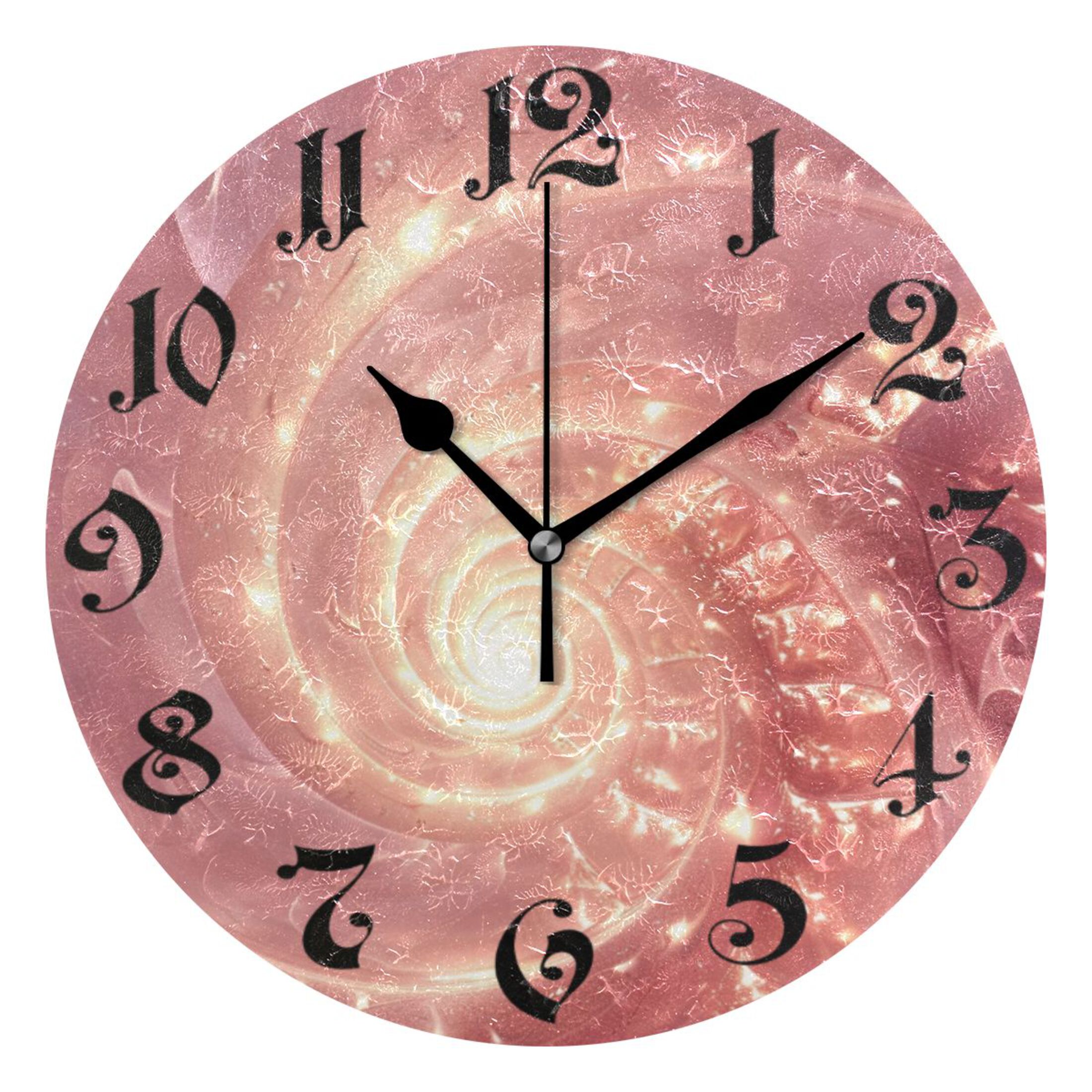 Silent Wall Clock Abstract Rose Swirl 10" Non-Ticking Battery Clock ...