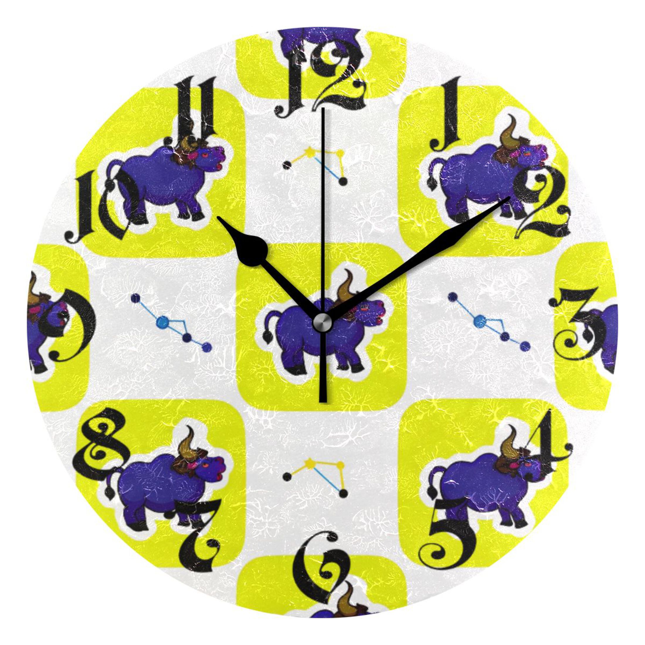 Silent Wall Clock Constellation Taurus 10" Non-Ticking Battery Clock ...