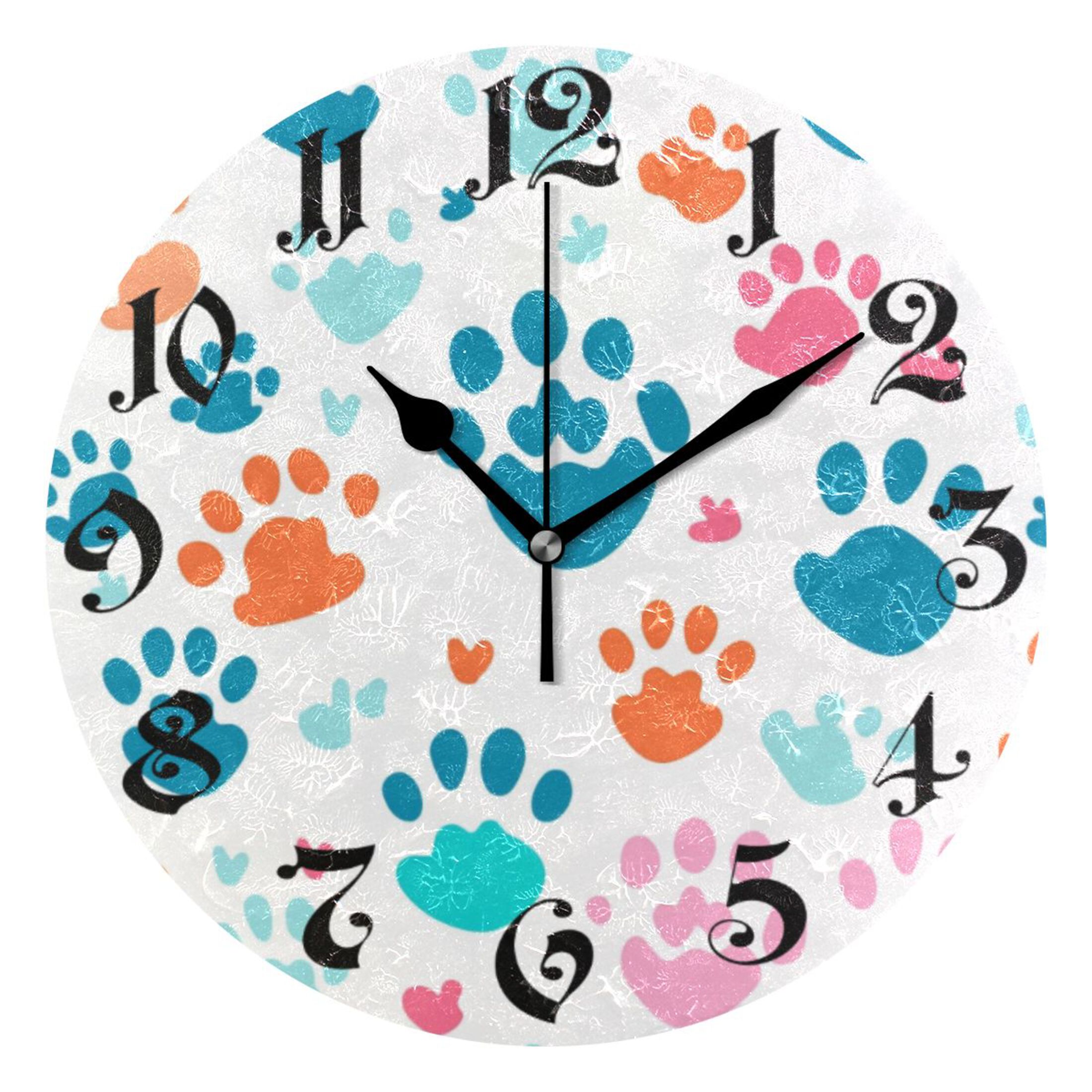 Silent Wall Clock Footprints 10" Non-Ticking Battery Clock Rustic Retro ...