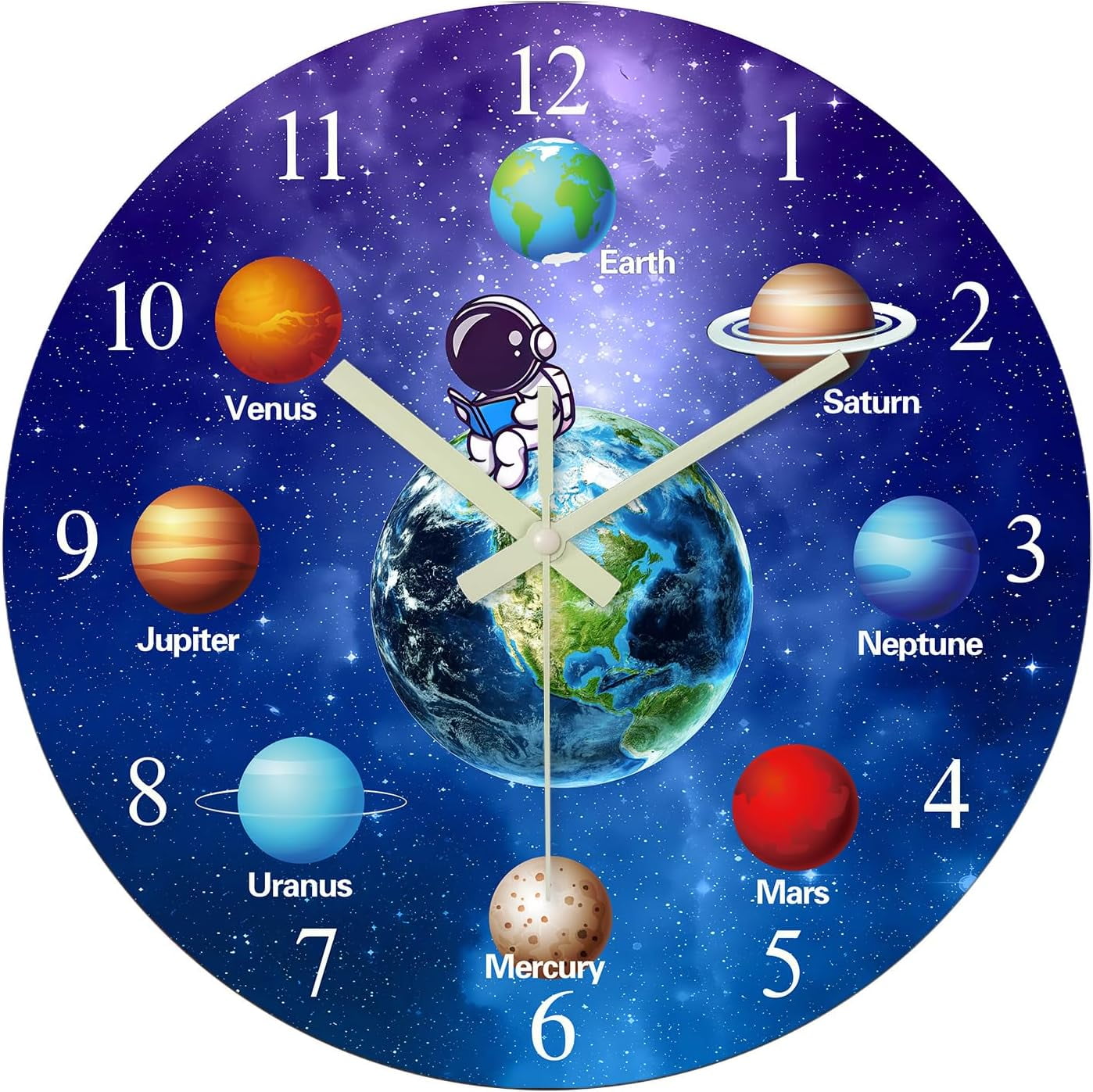 Silent Wall Clock Non Ticking - 14 Inch Blue Kitchen Wall Clock Battery ...