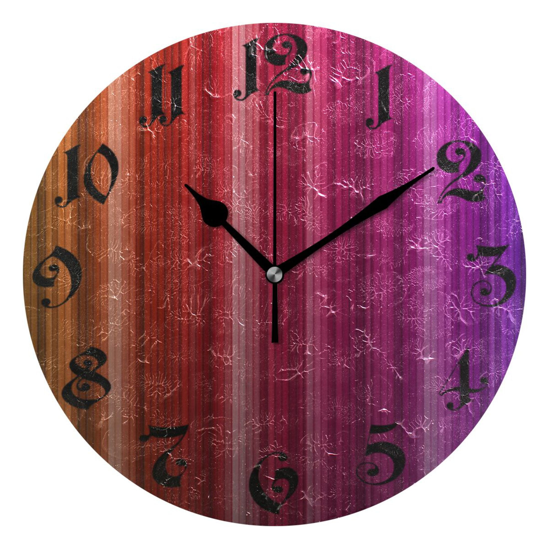 Silent Wall Clock Rainbow Colors 10" Non-Ticking Battery Clock Rustic ...