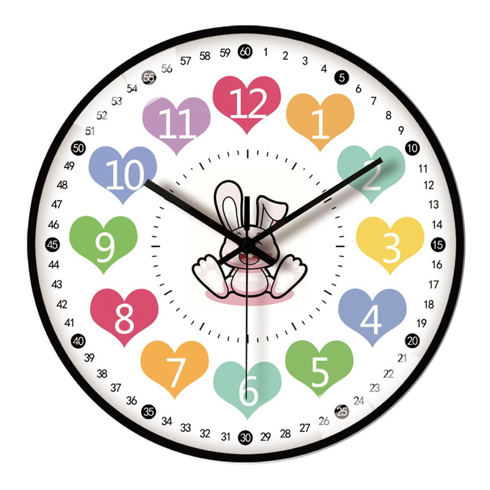 Silent Wall Clock Teaching Clock Non Ticking Learning Clock Wall Decor ...