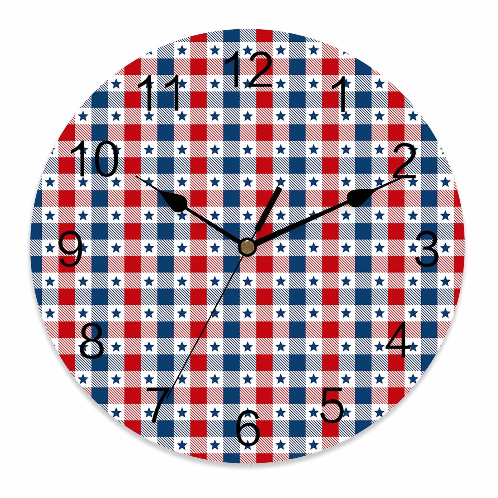 Silent Wall Clocks Battery Operated, 4th of July Round Decorative Clock ...