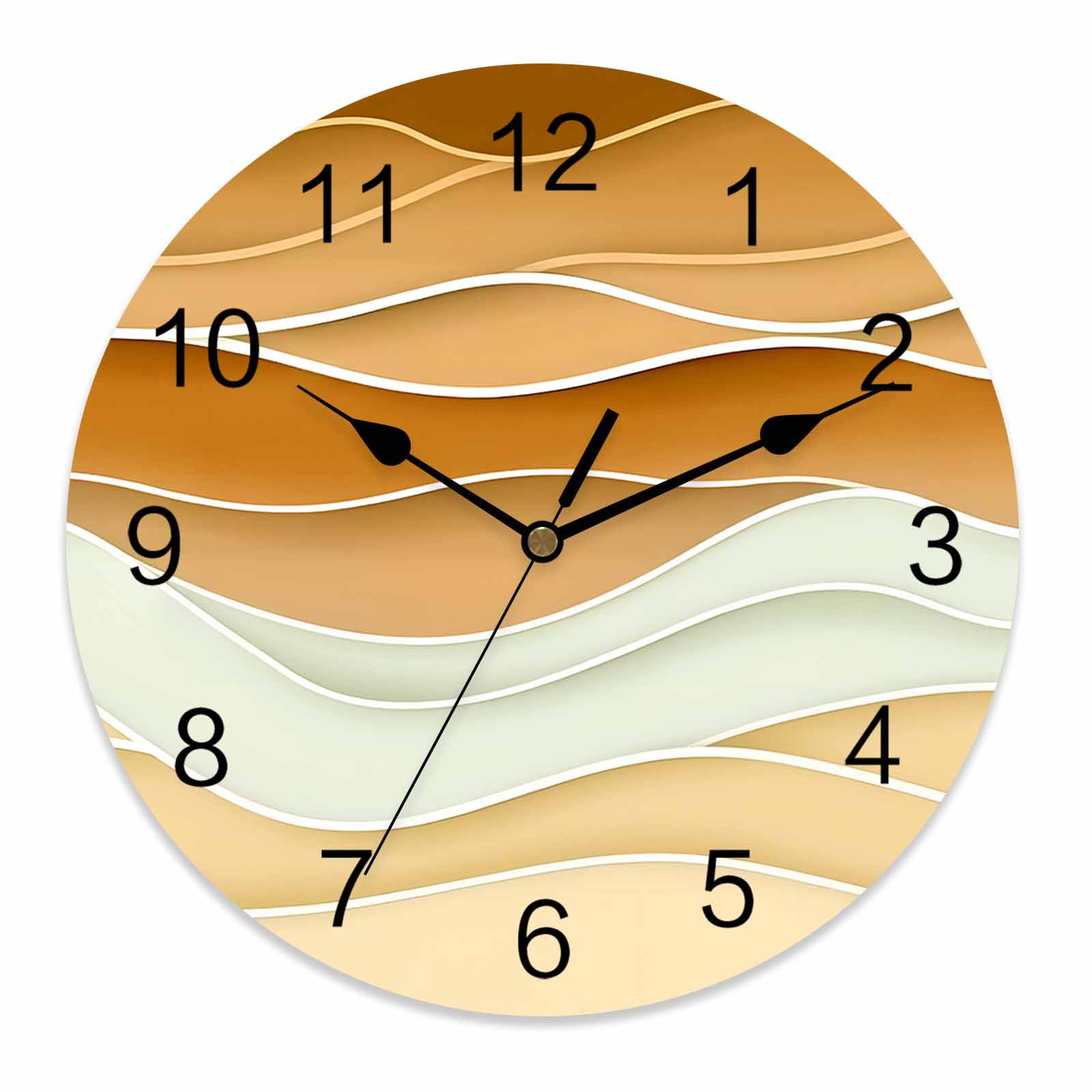 Silent Wall Clocks Battery Operated, Abstract Coastal Round Decorative ...
