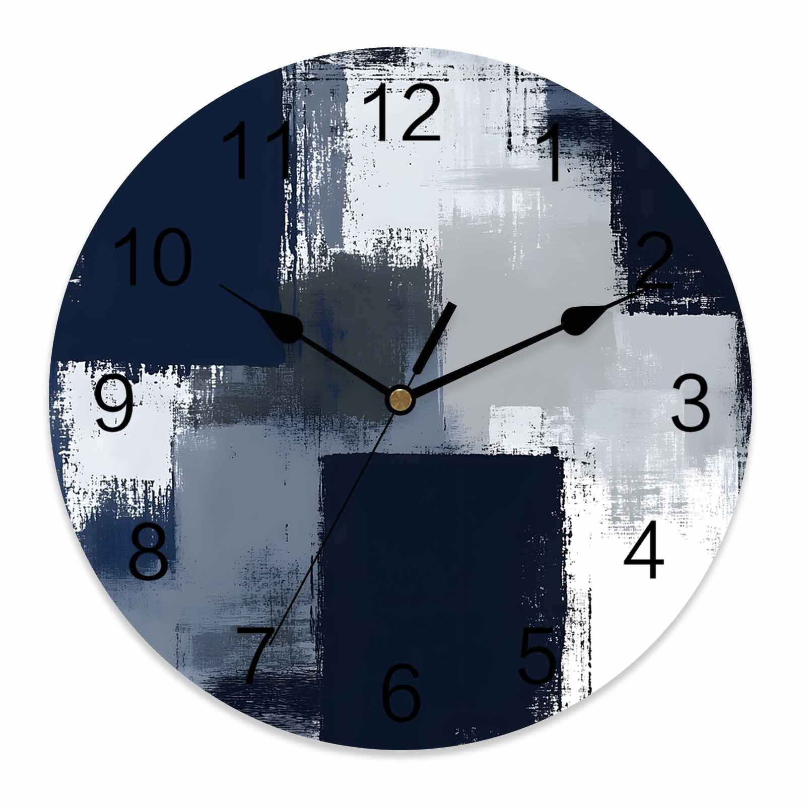Silent Wall Clocks Battery Operated, Abstract Vintage Round Decorative ...