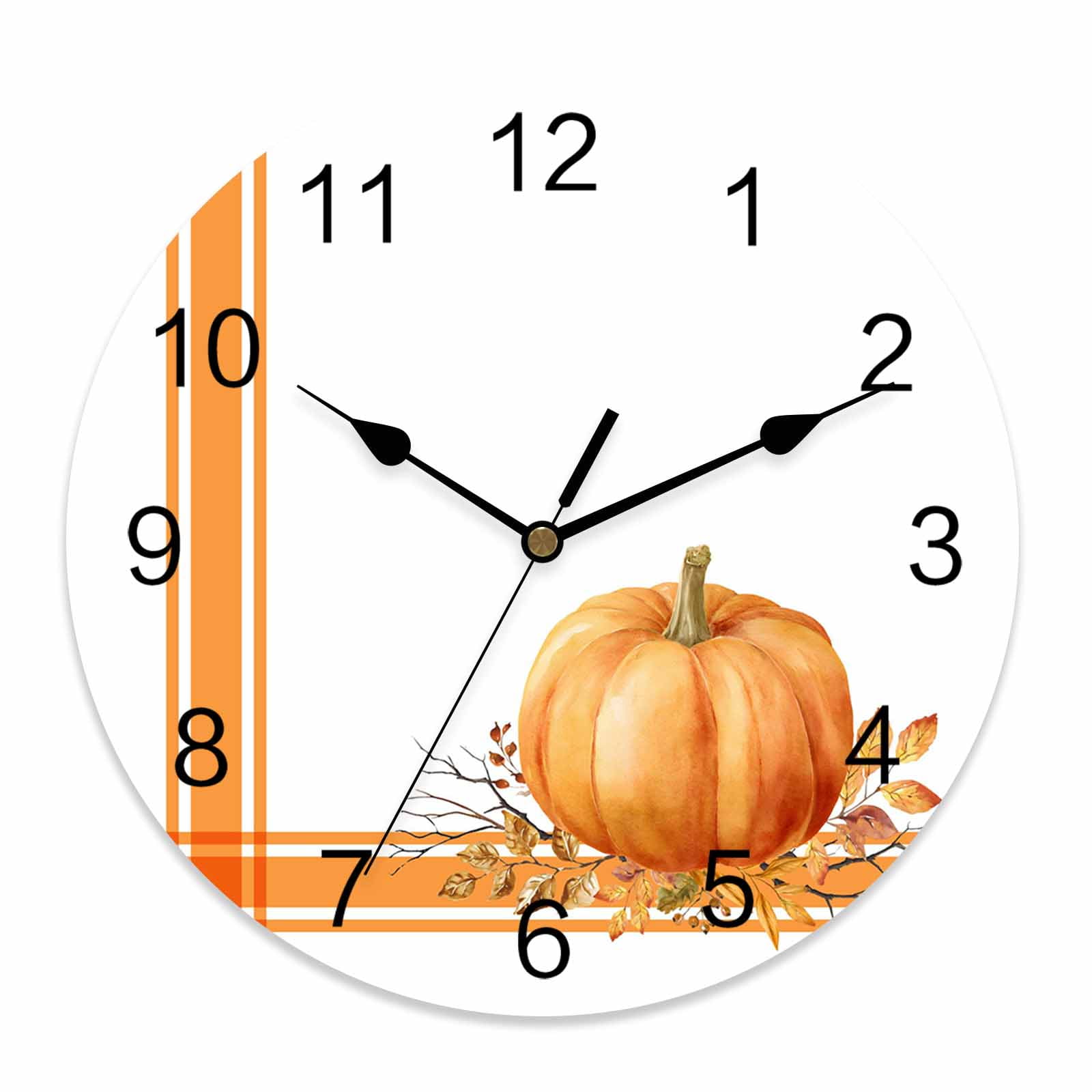 Silent Wall Clocks Battery Operated, Boho Pumpkins Fall Thanksgiving ...