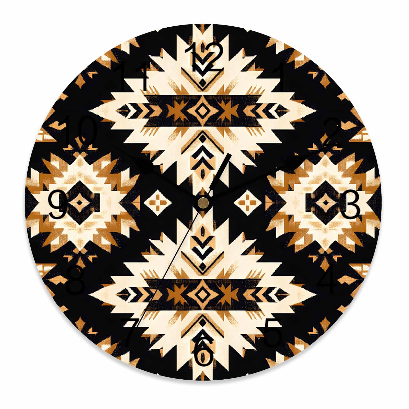 Silent Wall Clocks Battery Operated, Boho Retro Round Decorative Wall ...