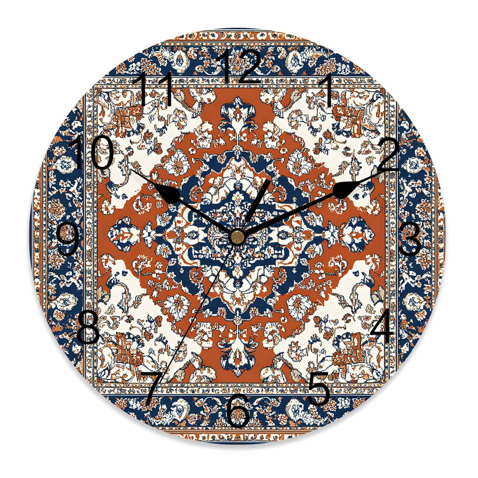 Silent Wall Clocks Battery Operated, Boho Vintage Round Decorative Wall ...