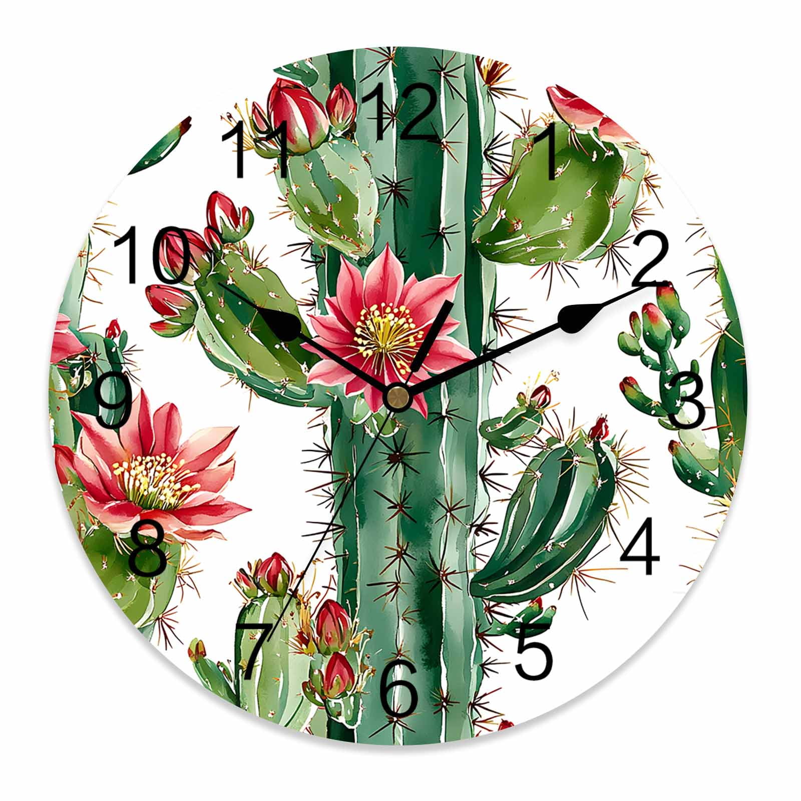 Silent Wall Clocks Battery Operated, Botanical Floral Round Decorative ...