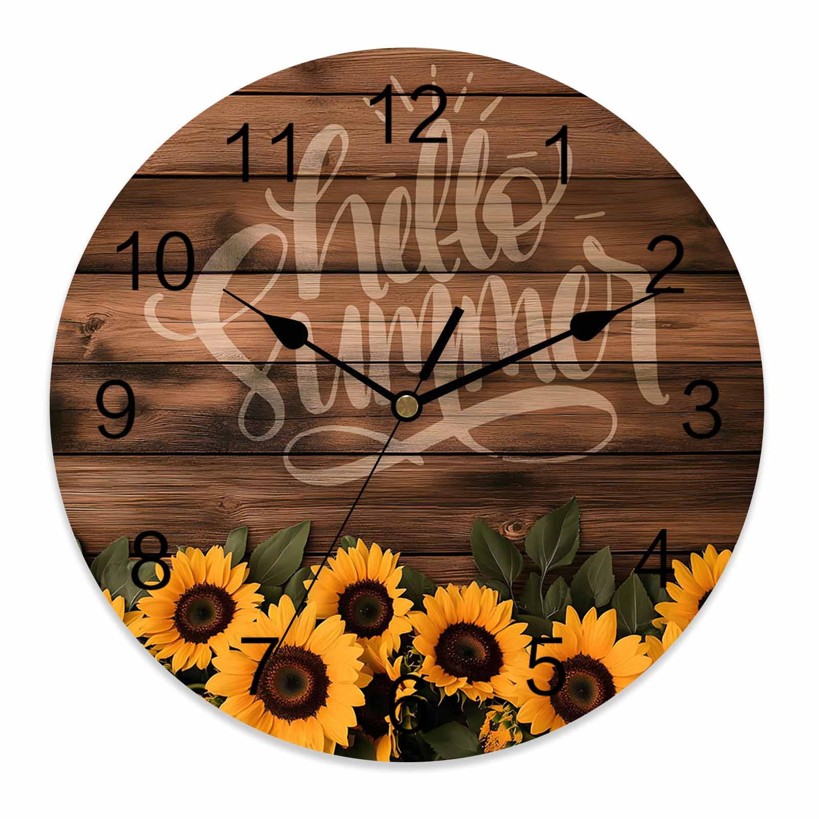Silent Wall Clocks Battery Operated, Country Summer Round Decorative ...