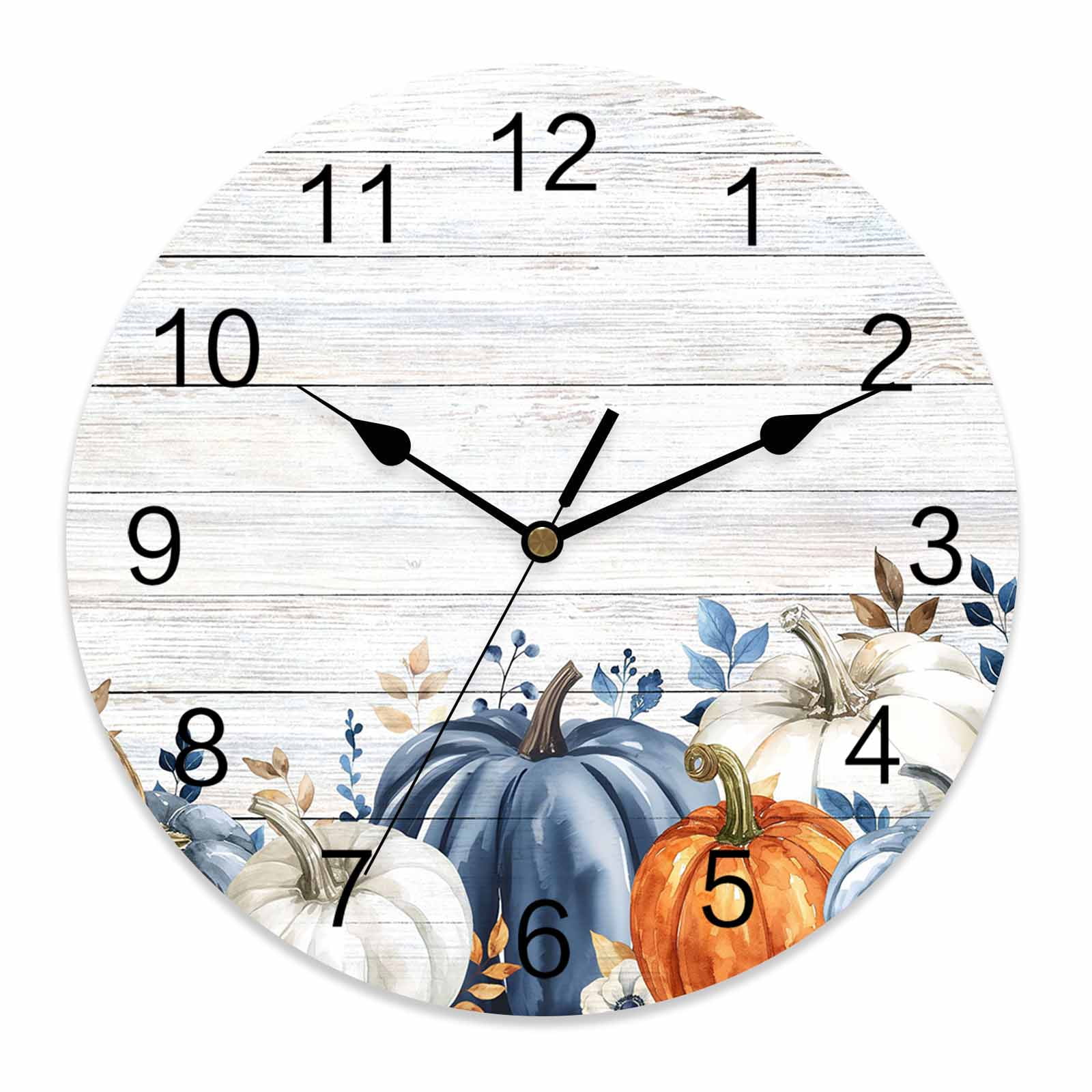 Silent Wall Clocks Battery Operated, Farmhouse Fall Thanksgiving Round ...