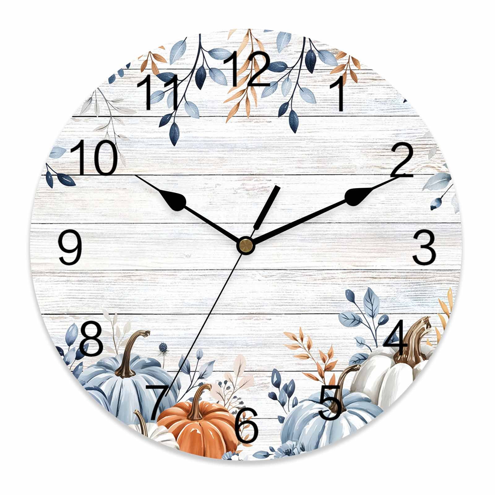 Silent Wall Clocks Battery Operated, Farmhouse Fall Thanksgiving Round ...