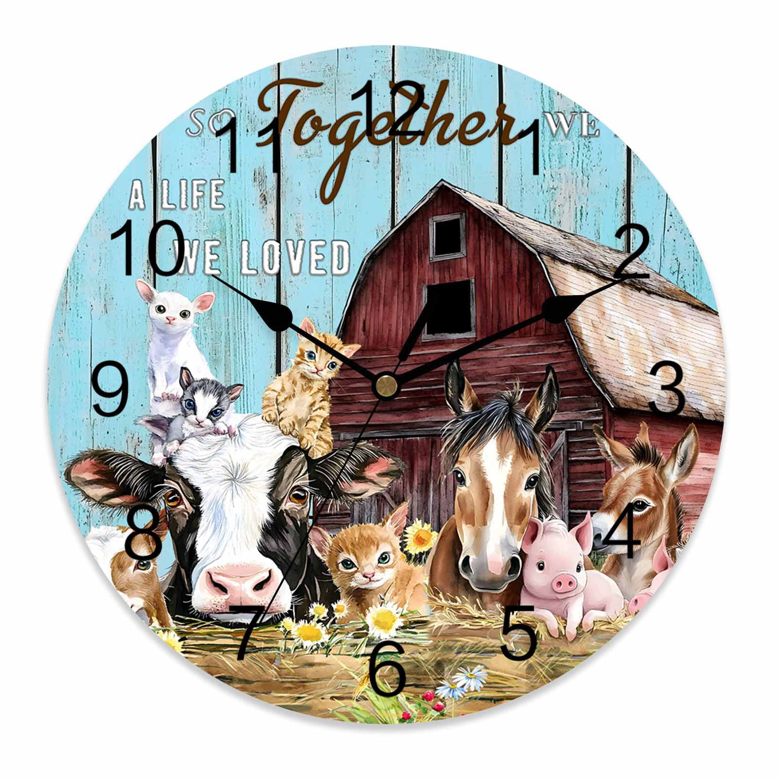 Silent Wall Clocks Battery Operated, Farmhouse Round Decorative Wall ...