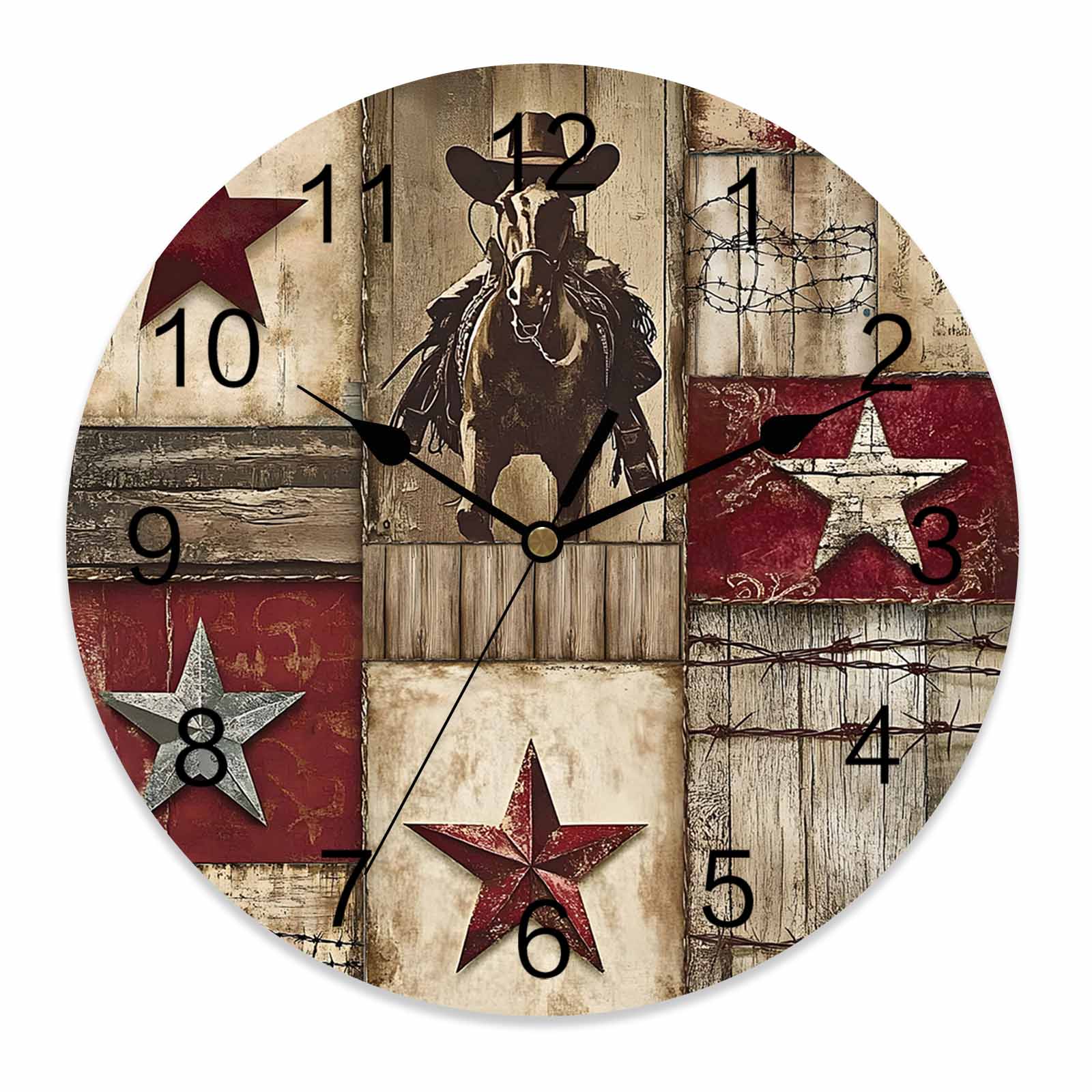 Silent Wall Clocks Battery Operated, Farmhouse Round Decorative Wall ...