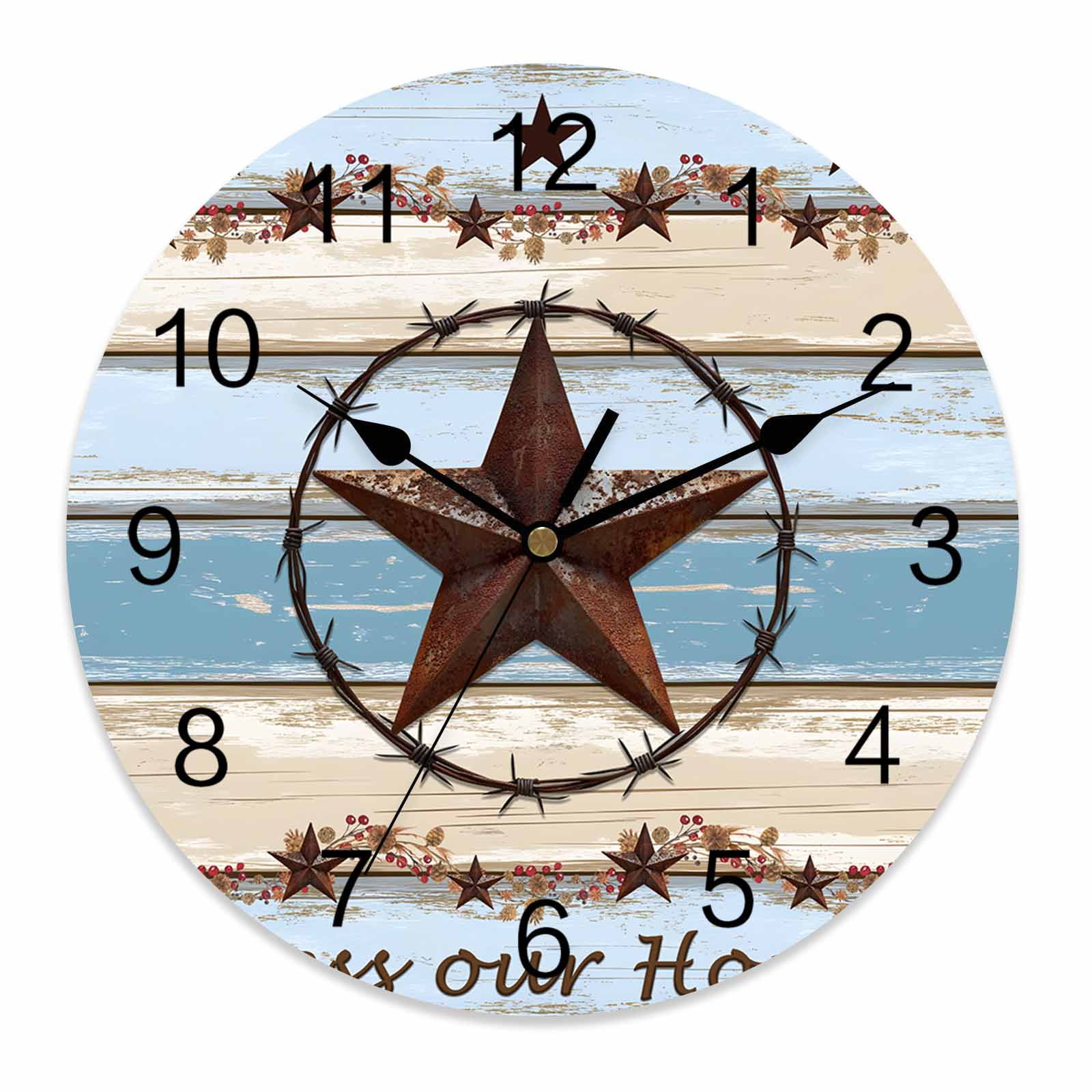 Silent Wall Clocks Battery Operated, Farmhouse Vintage Round Decorative ...