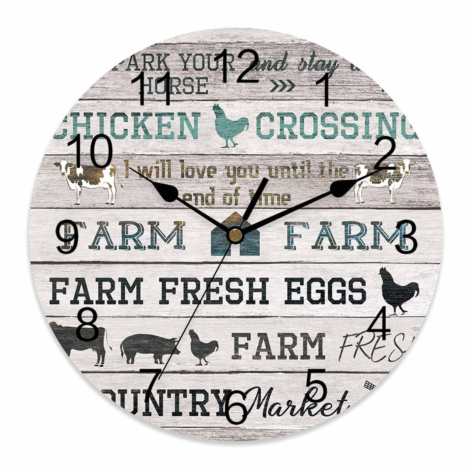 Silent Wall Clocks Battery Operated, Funny Farmhouse Life Quotes Round ...
