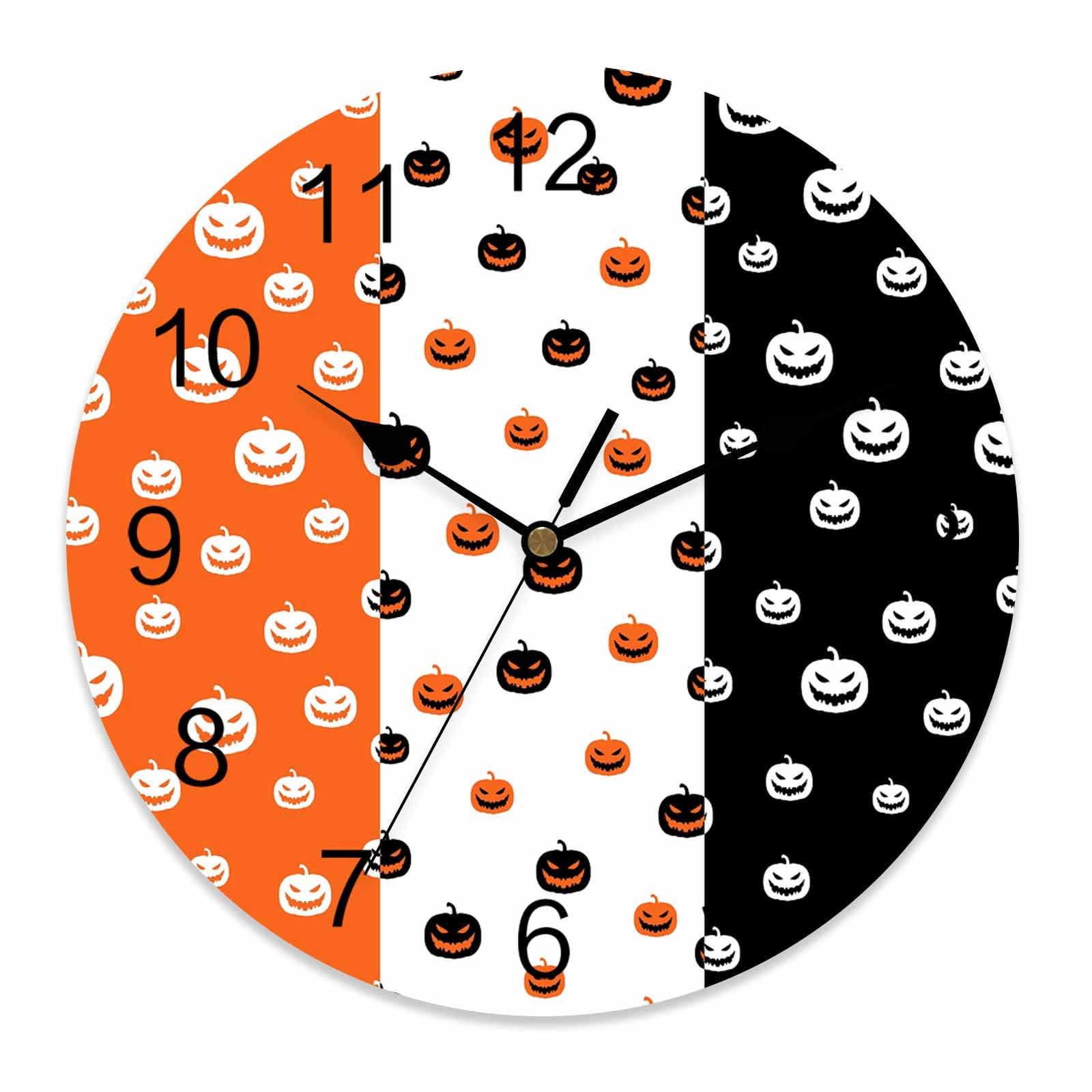 Silent Wall Clocks Battery Operated, Halloween Round Decorative Wall ...