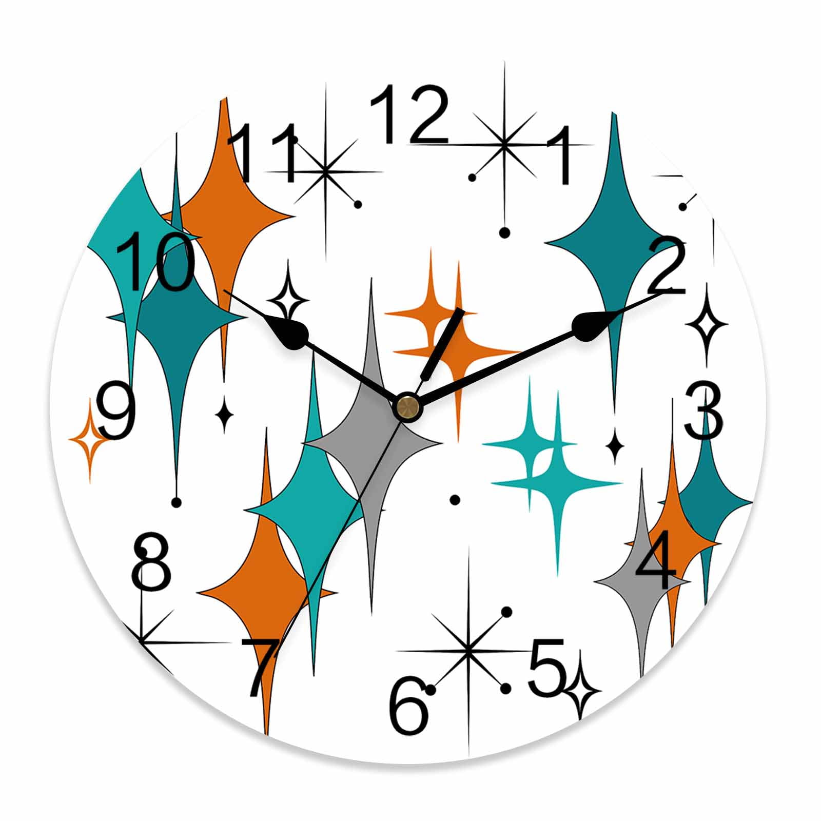 Silent Wall Clocks Battery Operated, Mid Century Modern Round ...