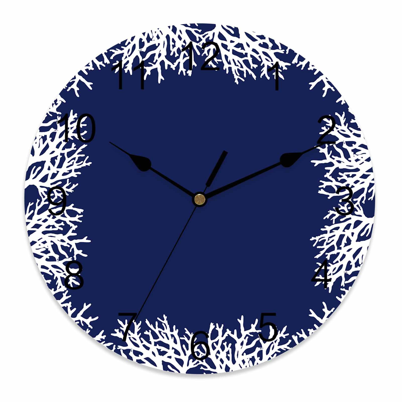 Silent Wall Clocks Battery Operated, Nautical Coastal Round Decorative ...