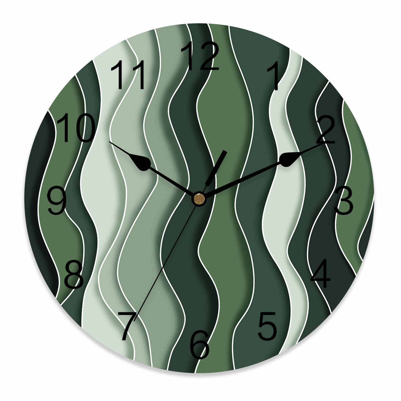 Silent Wall Clocks Battery Operated, Ombre Sage Green Round Decorative ...