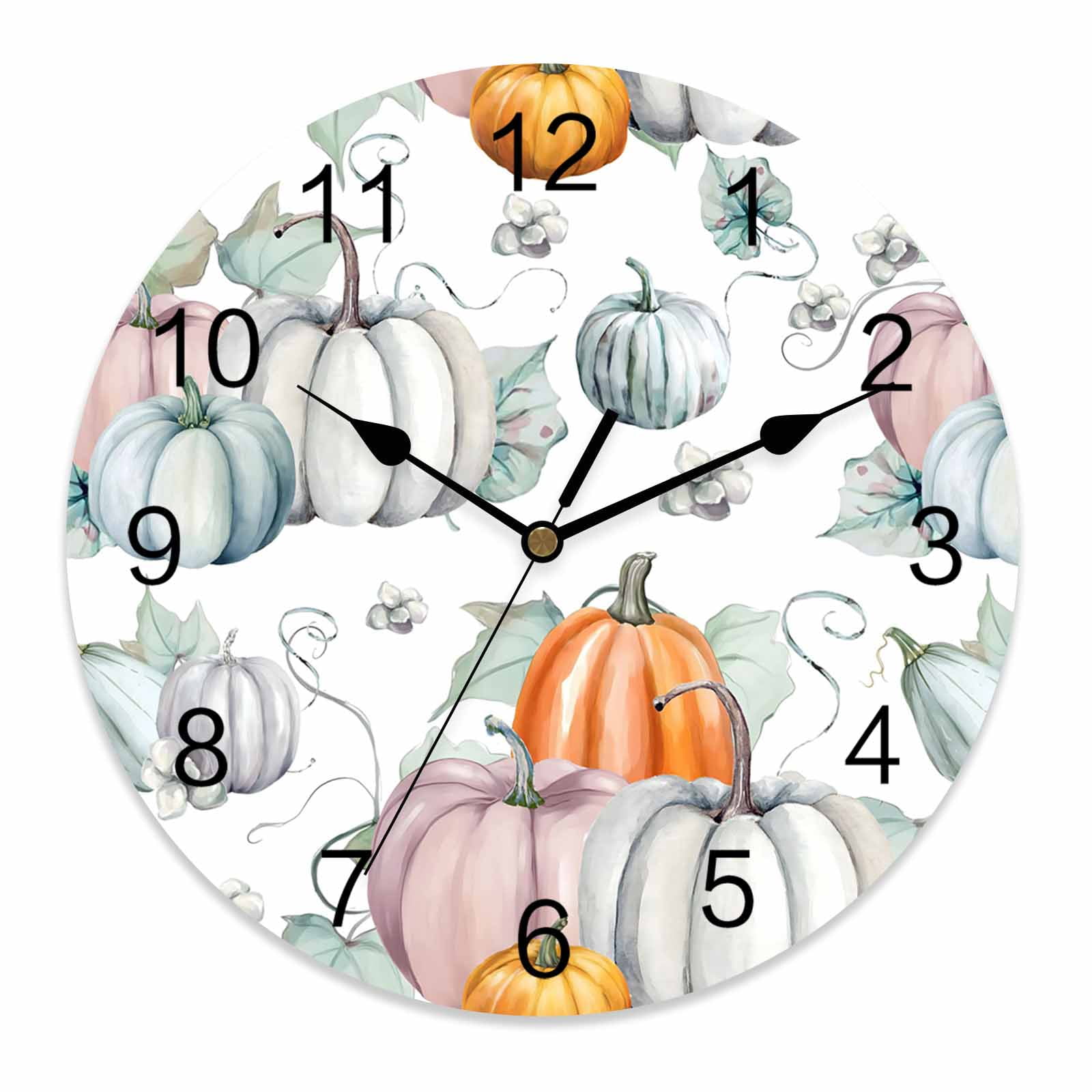 Silent Wall Clocks Battery Operated, Orange Fall Thanksgiving Pumpkin ...
