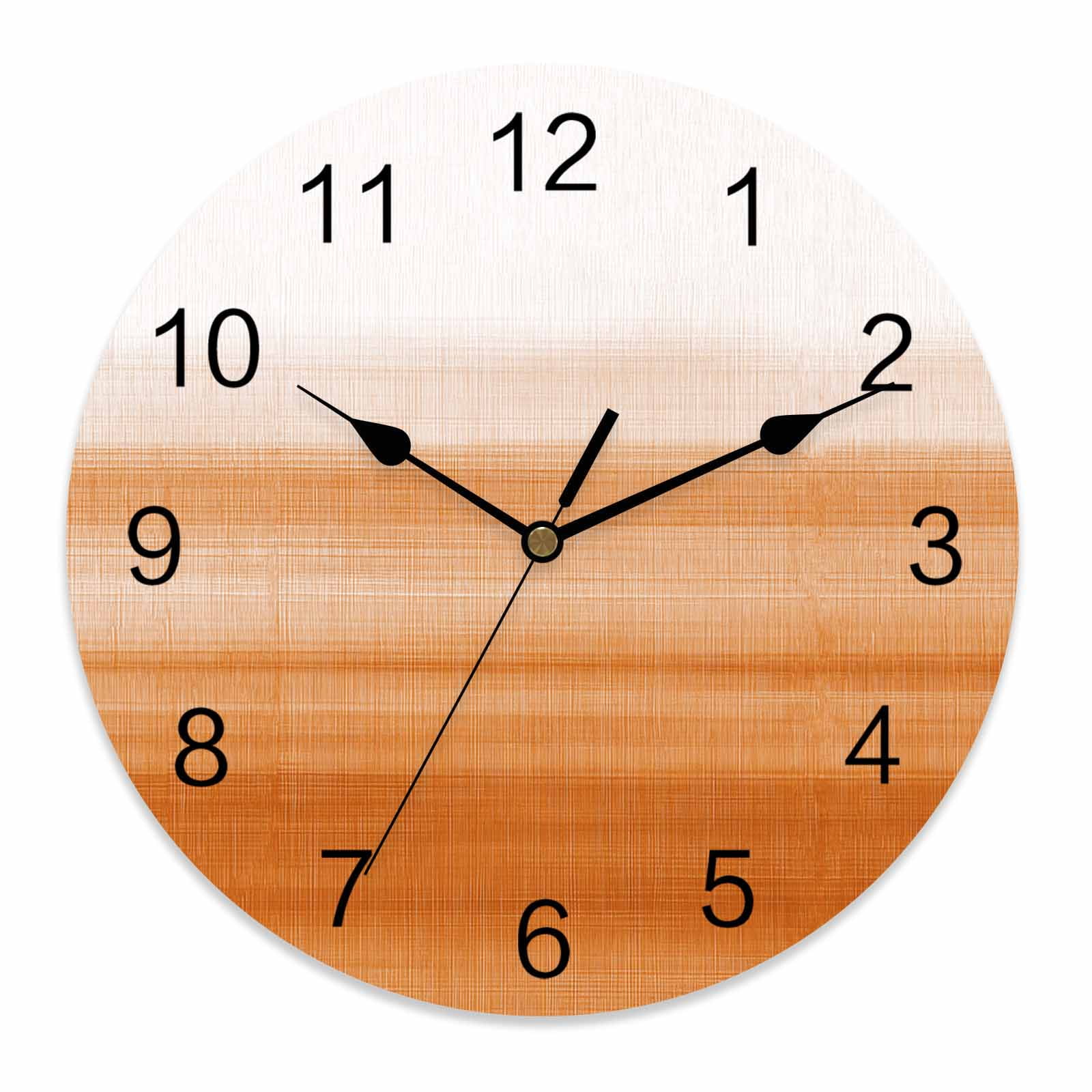 Silent Wall Clocks Battery Operated, Orange White Round Decorative Wall ...