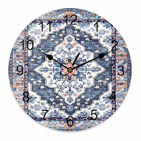 Silent Wall Clocks Battery Operated, Retro Boho Round Decorative Wall ...