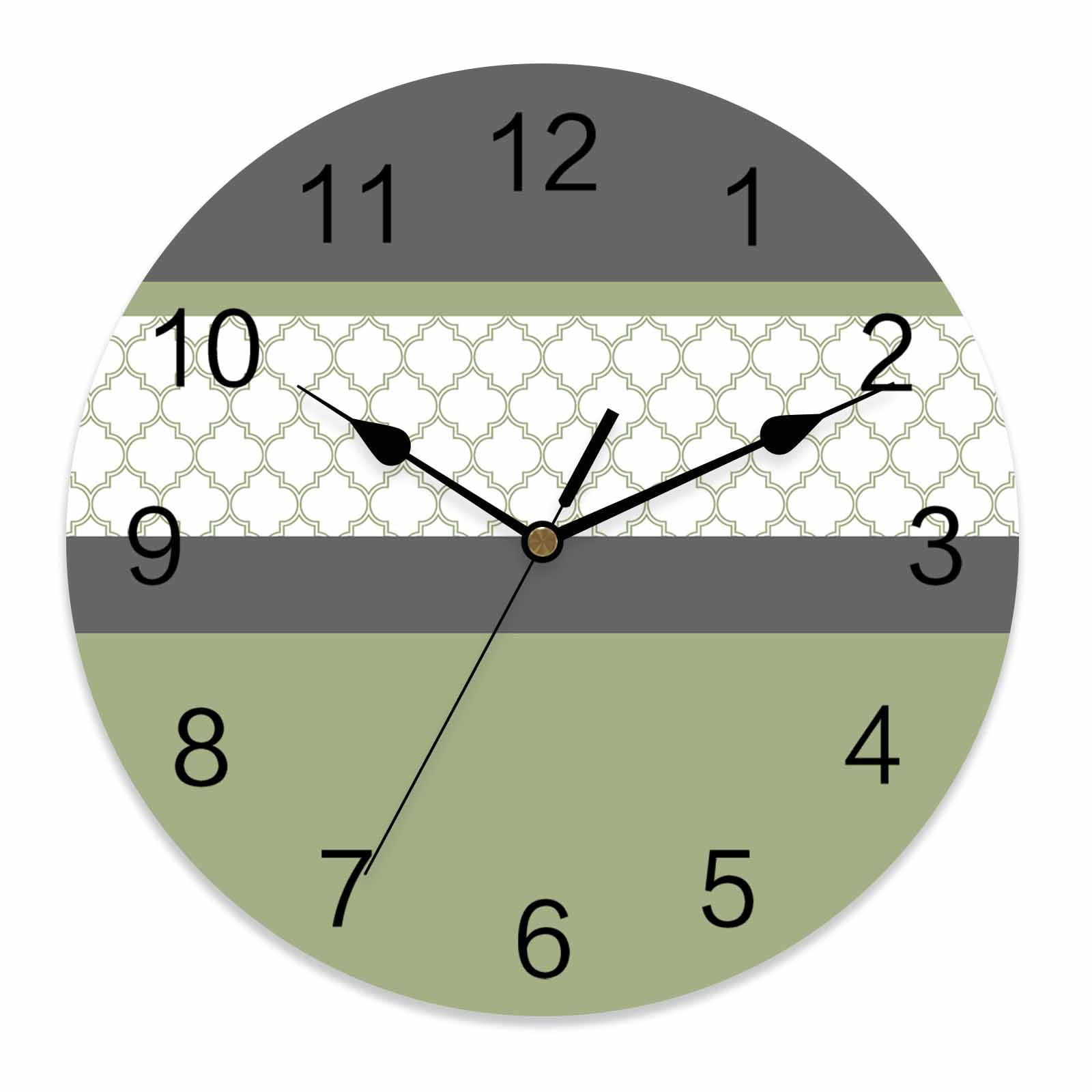 Silent Wall Clocks Battery Operated, Retro Morocco Striped Pattern ...