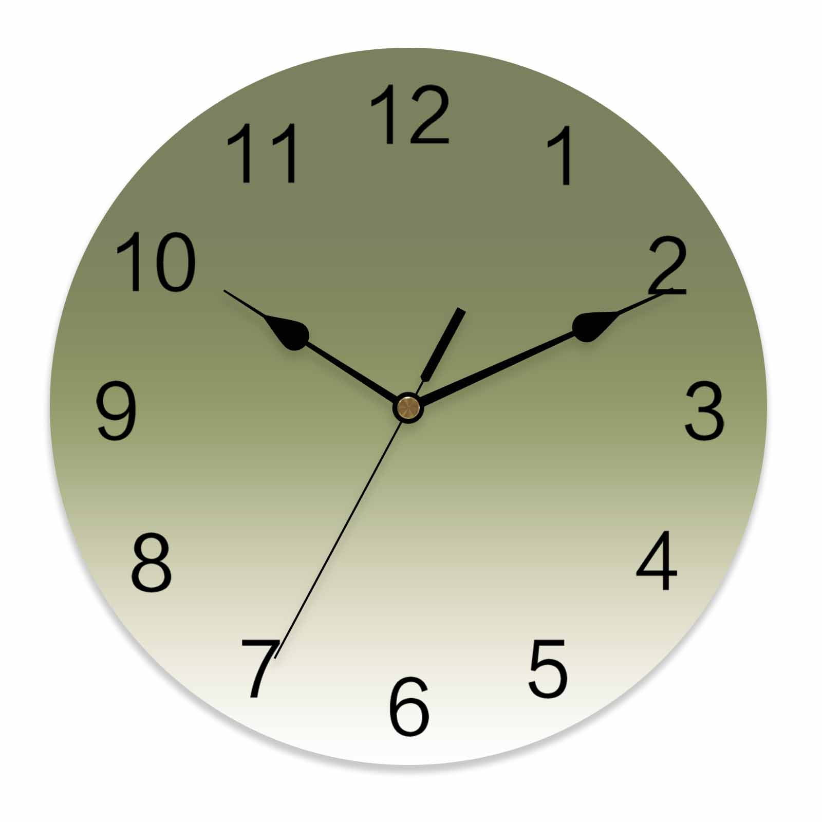 Silent Wall Clocks Battery Operated, Sage Green Gradient Round ...