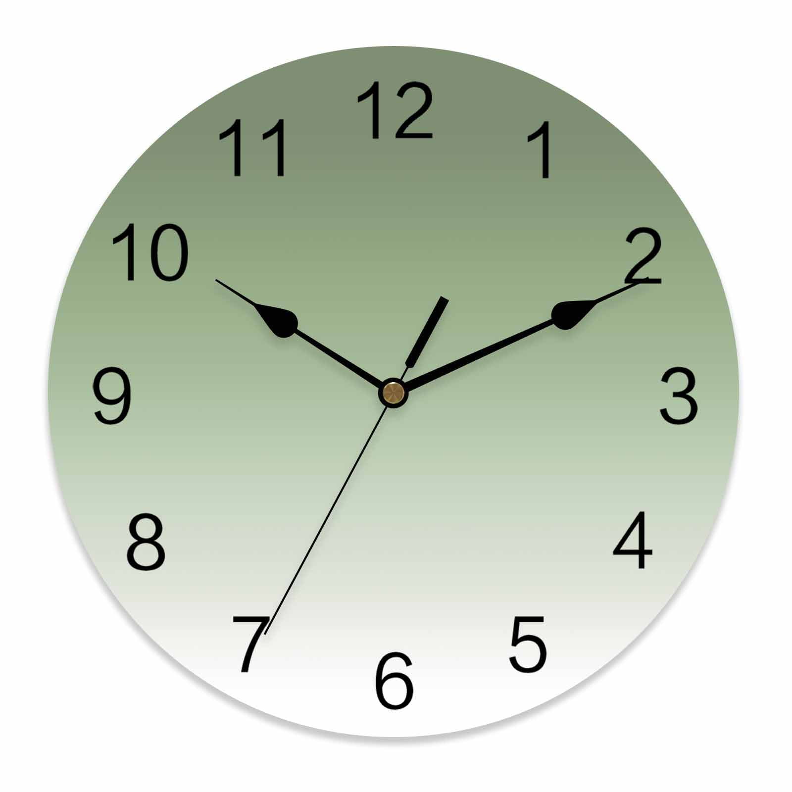 Silent Wall Clocks Battery Operated, Sage Green Gradient Round ...