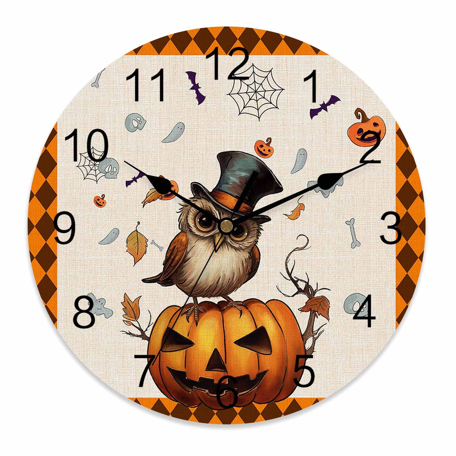 Silent Wall Clocks Battery Operated, Vintage Halloween Round Decorative ...
