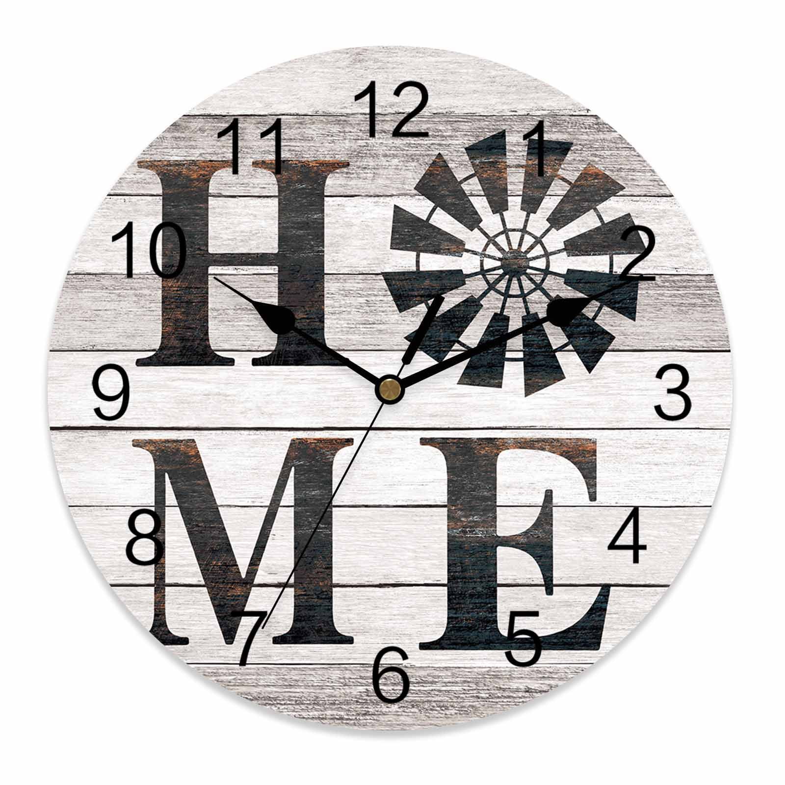 Silent Wall Clocks Battery Operated, Vintage Windmill HOME Round ...