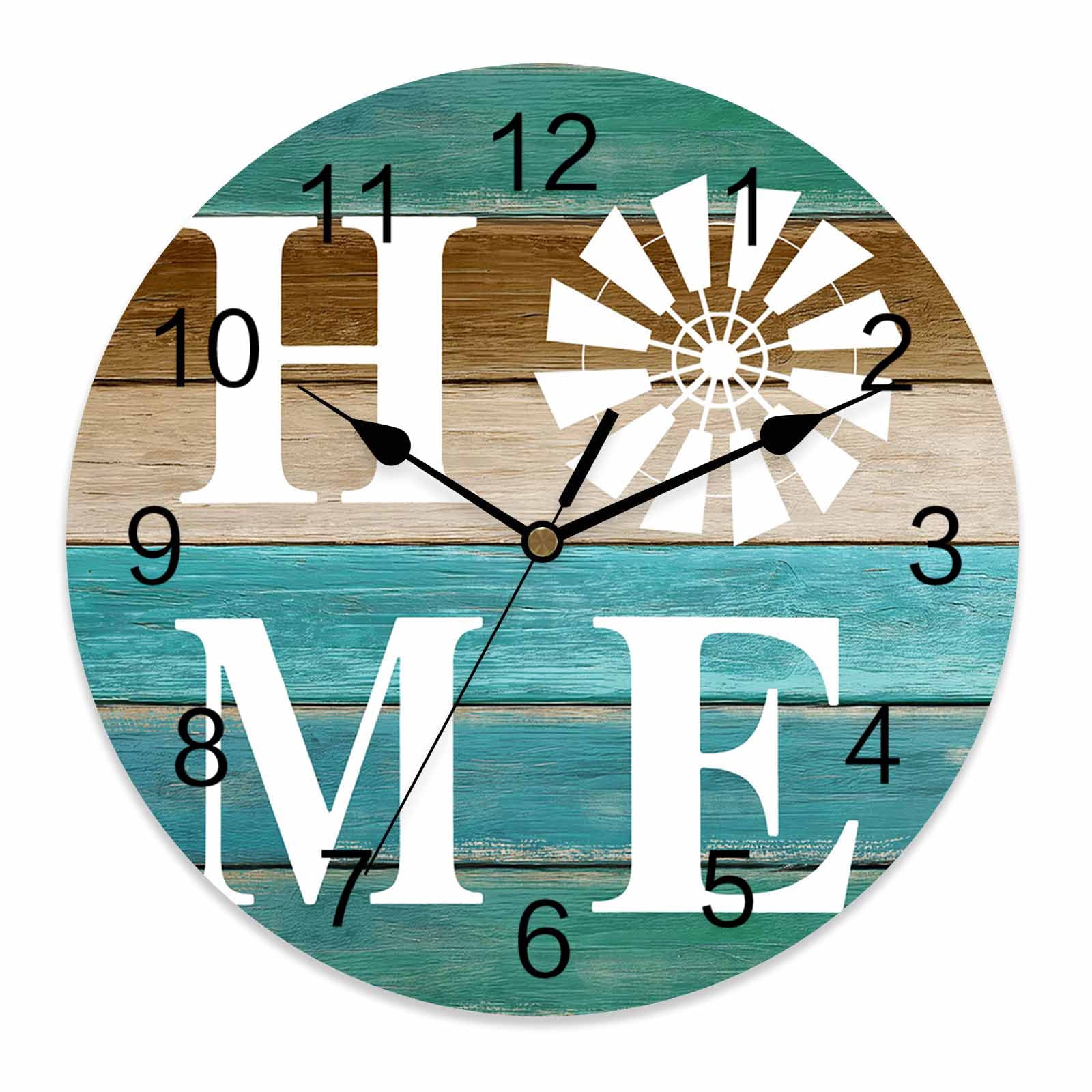Silent Wall Clocks Battery Operated, Vintage Windmill HOME Round ...