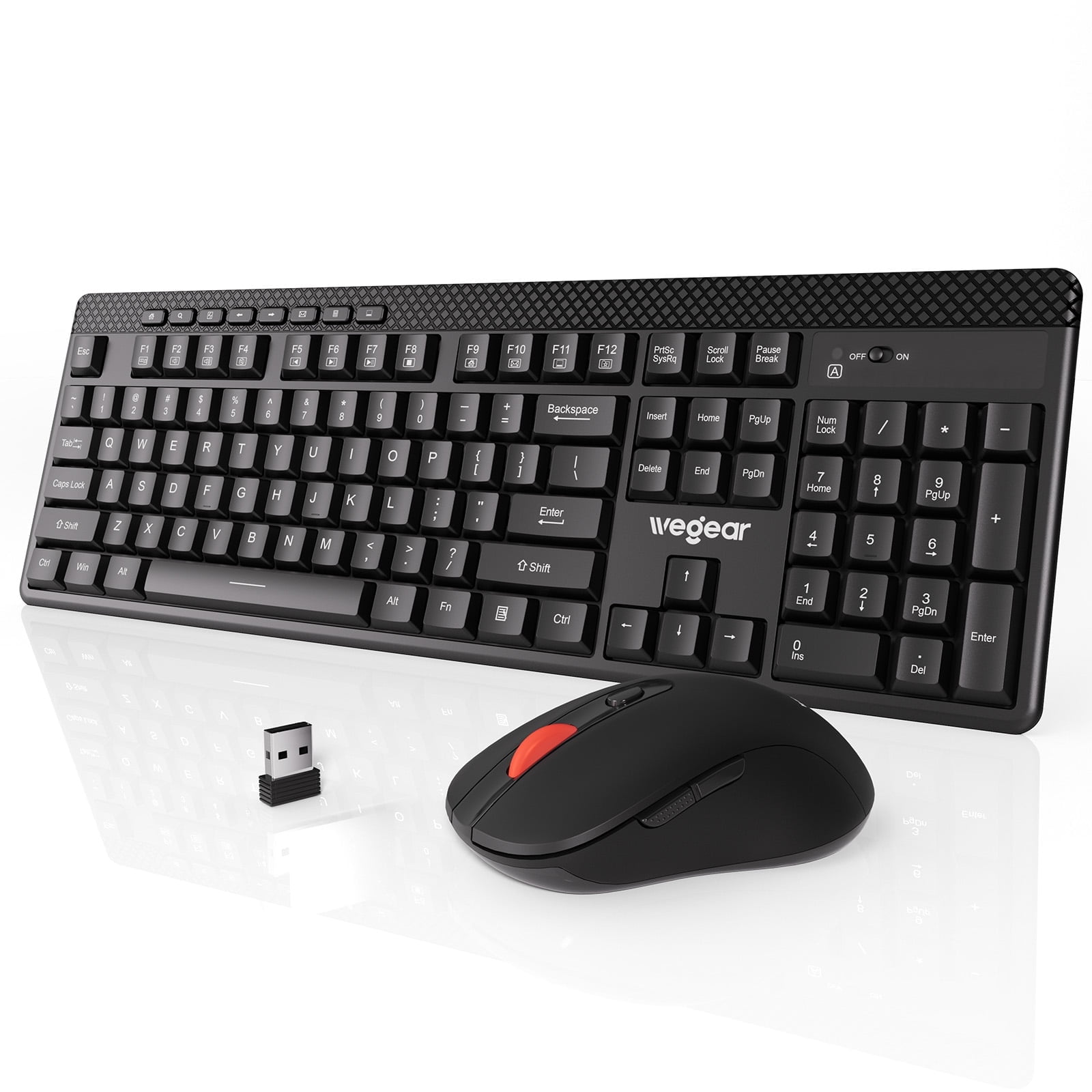 WeGear Wireless Silent Full Size Keyboard and 4000 DPI Mouse Combo for ...