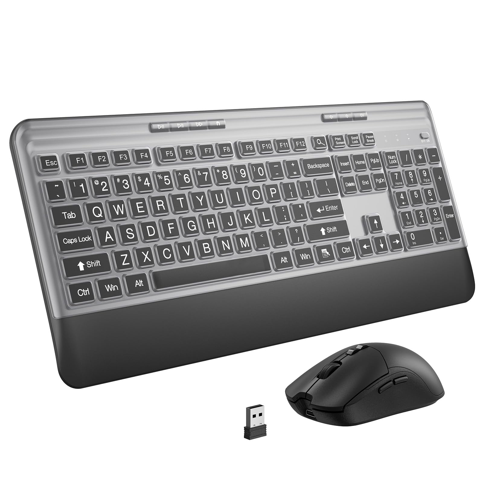 Silent Wireless Keyboard and Mouse Combo - Keyboard with Large Print ...