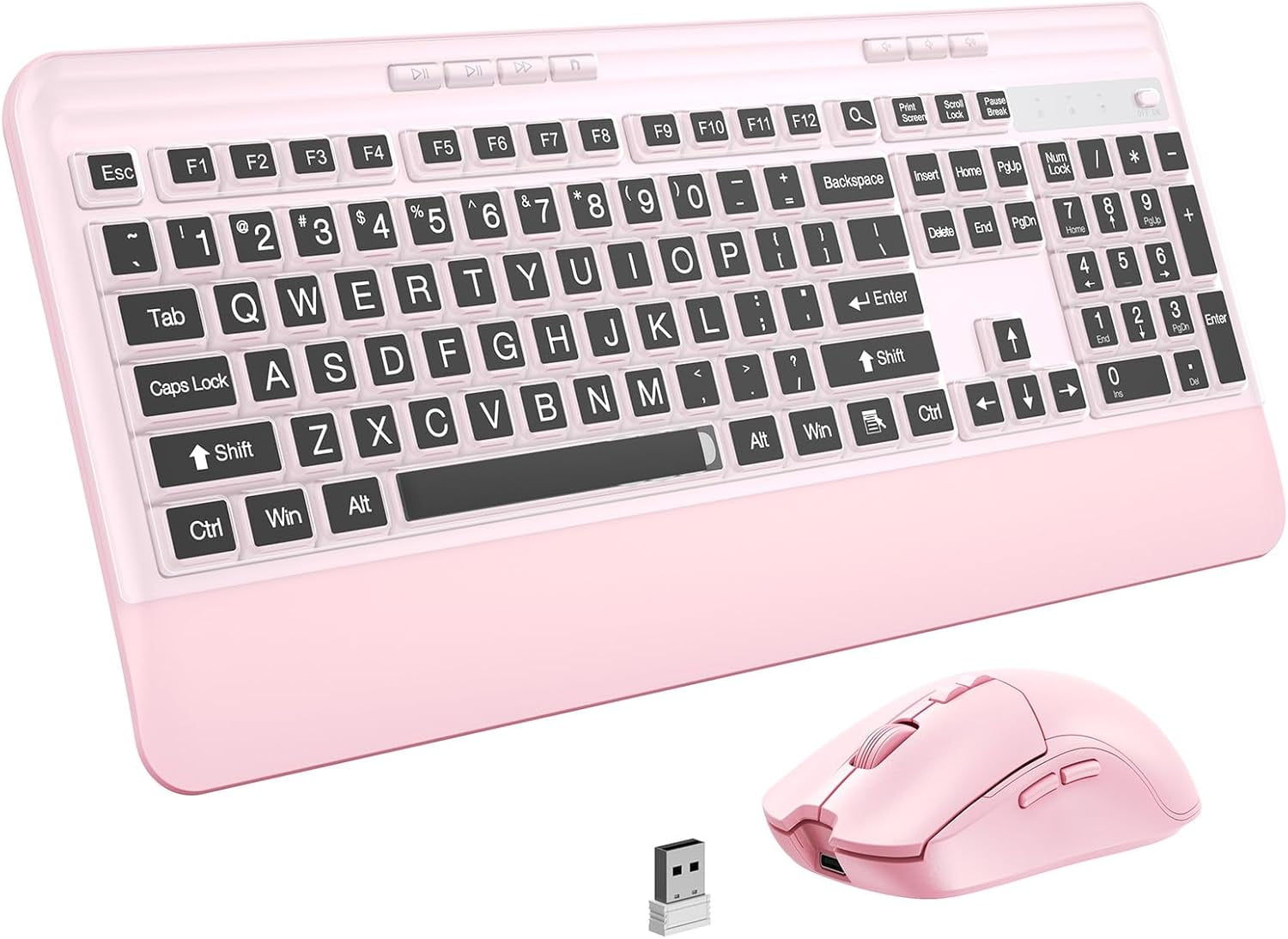 Silent Wireless Keyboard and Mouse Combo - Keyboard with Large Print ...