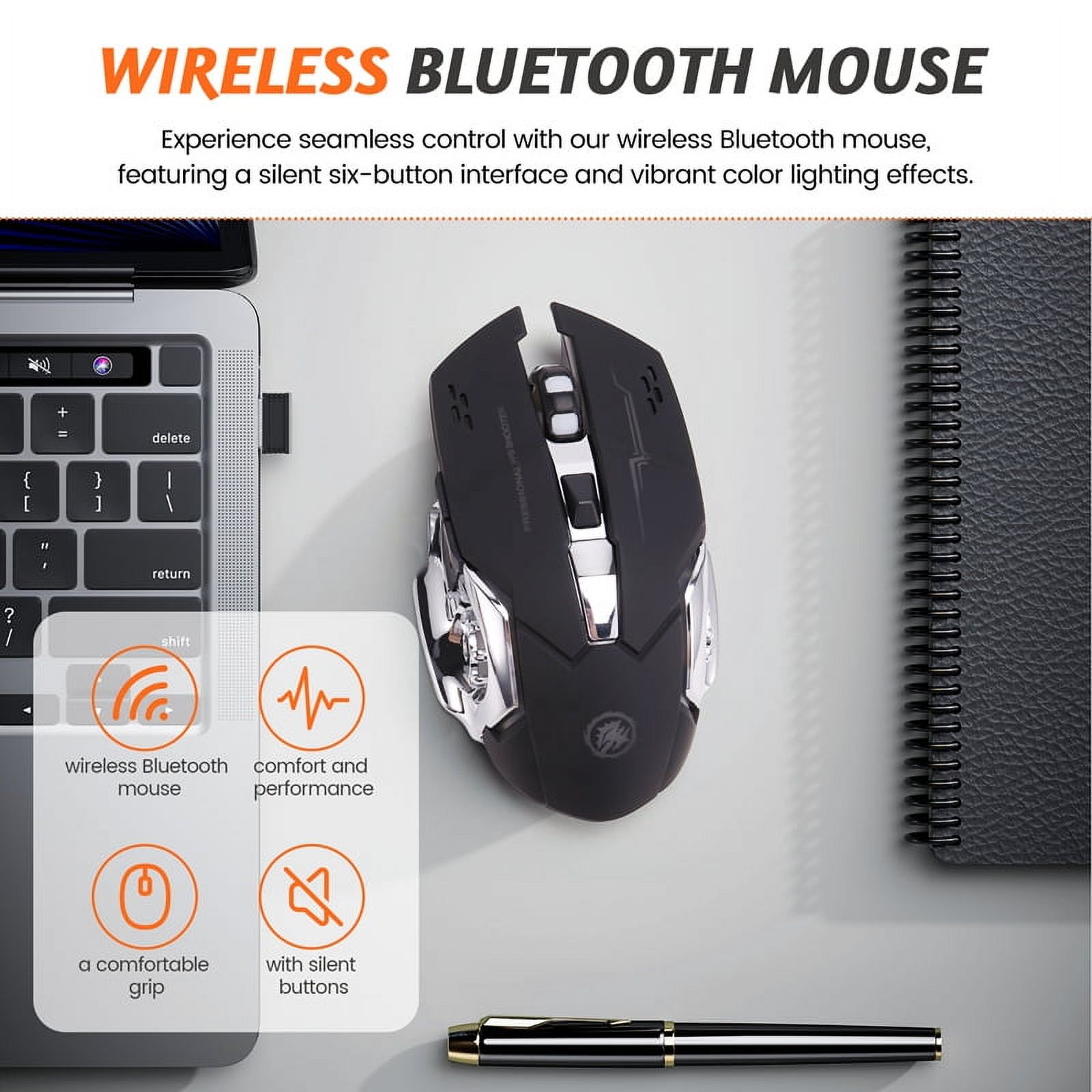 Silent Wireless Mouse USB Rechargeable Gaming Computer Rechargeable ...